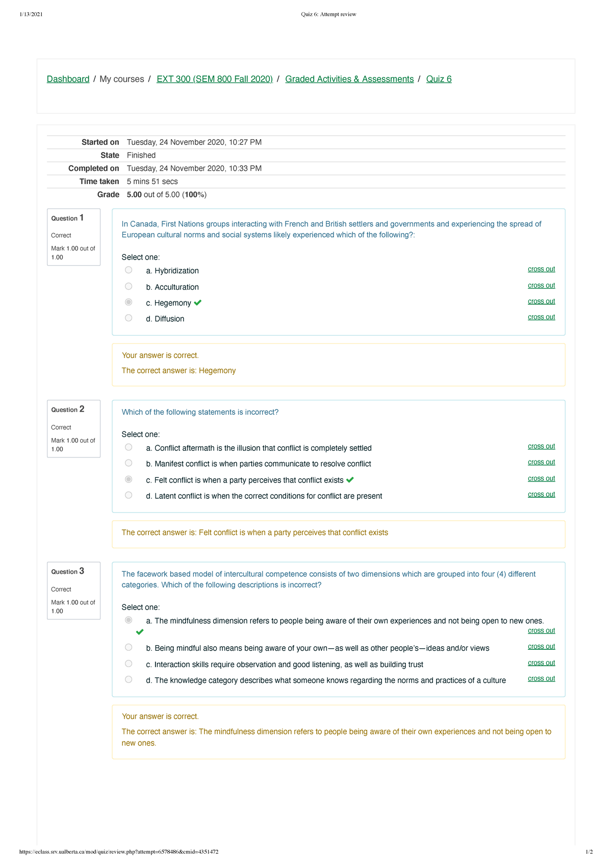 Quiz 6 Fall 2020 - QUIZ answer - 1/13/2021 Quiz 6: Attempt review - Studocu
