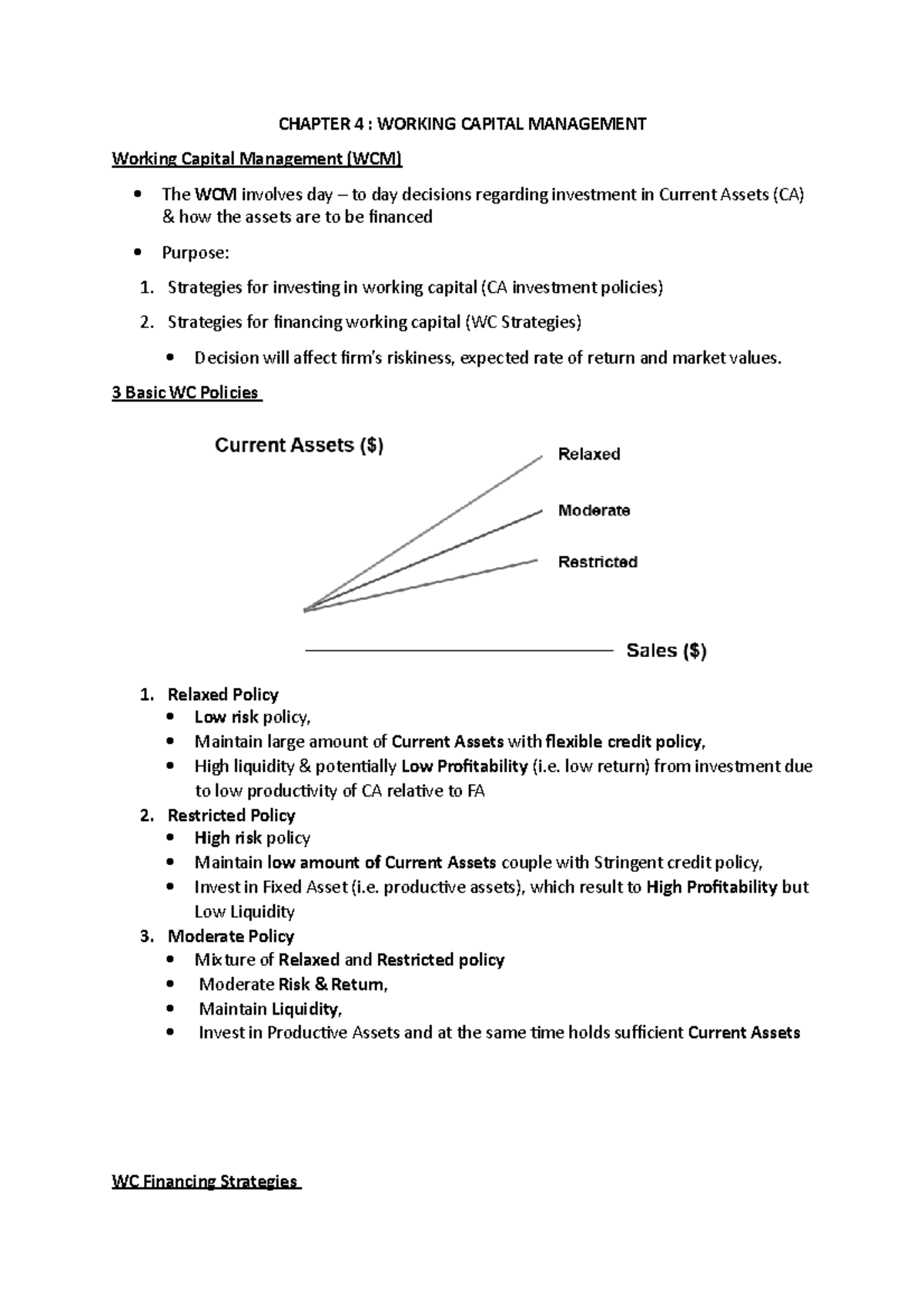 FIN 242 - NOTE Chapter 4 - CHAPTER 4 : WORKING CAPITAL MANAGEMENT ...