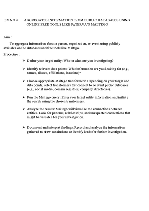 AL3461 ML LAB Manual Updated NEW - EX.NO Implementation of FIND_S algorithm AIM: To Implement ...