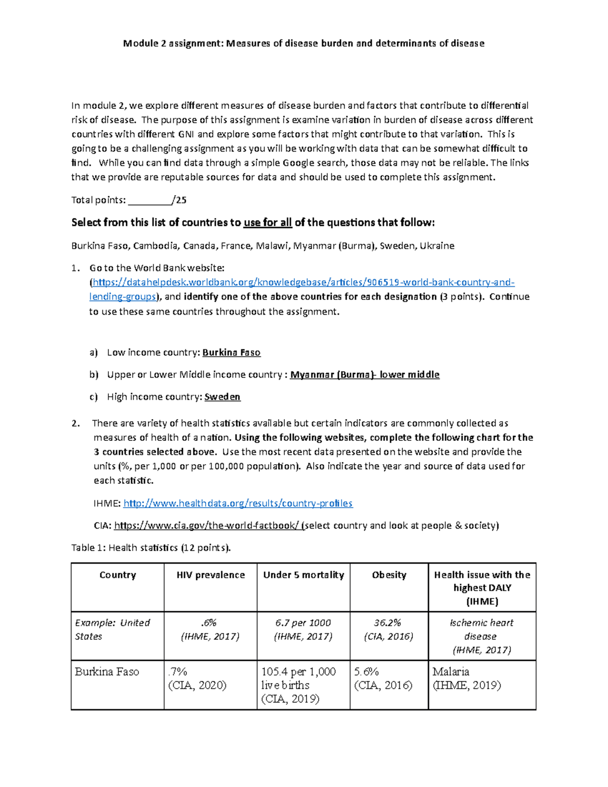 Global Health HW 2 - In module 2, we explore different measures of ...