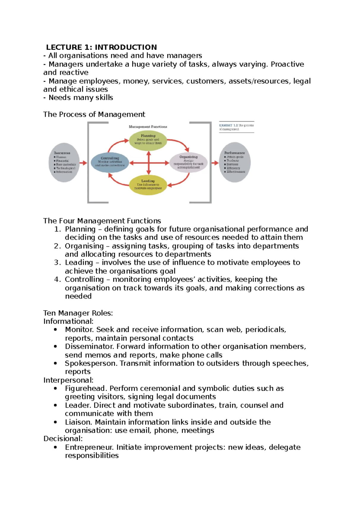 Principles OF Management - LECTURE 1: INTRODUCTION All organisations ...