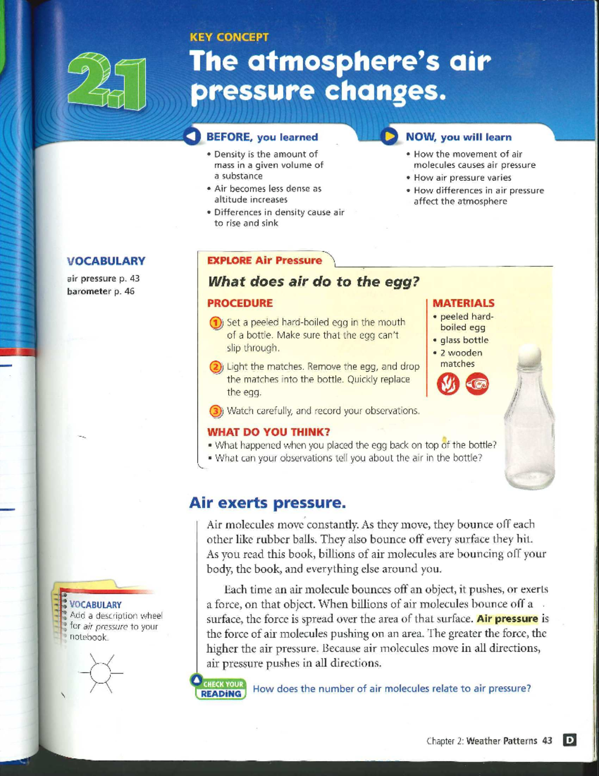 Atmosphere Section 2 - h,h, - The atmosphere’s air pressure changes. me ...