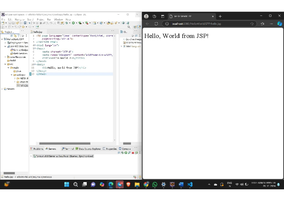 Html Output - webdev workshop - Hello, World from JSP! Current Time Example JSP Declaration ...