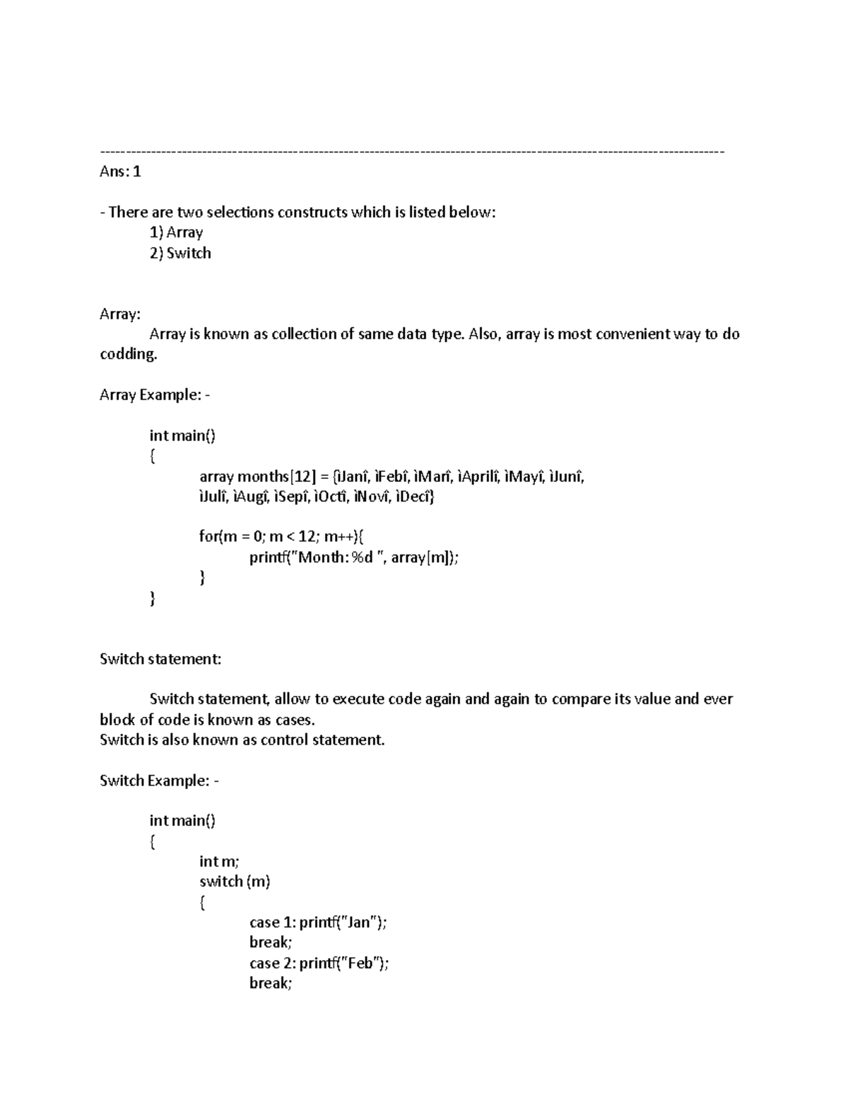 IPC 144 Workhop 3 Reflection - Ans: 1 There are two selections ...