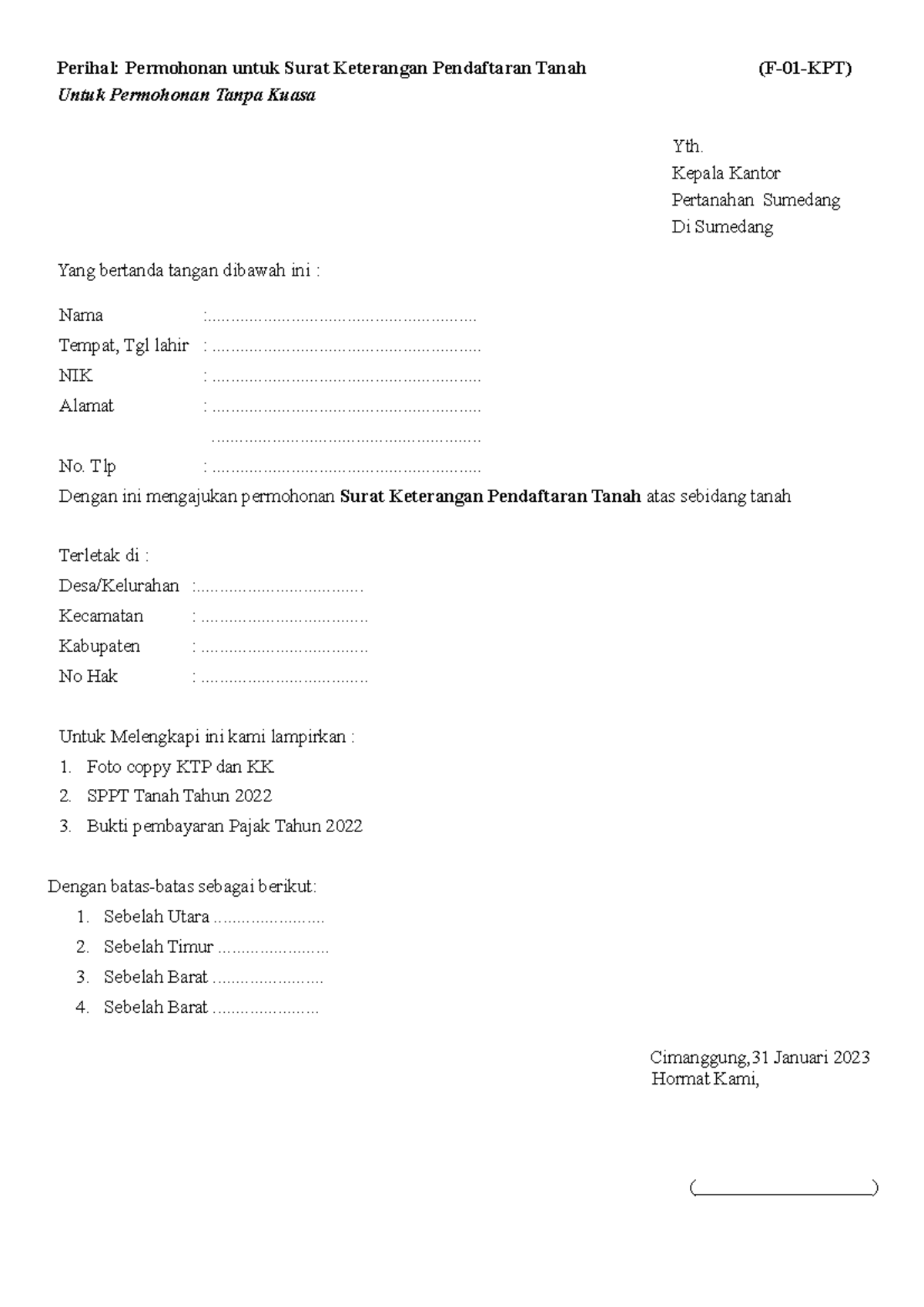 Permohonan untuk skpt - 123455677 - Perihal: Permohonan untuk Surat ...