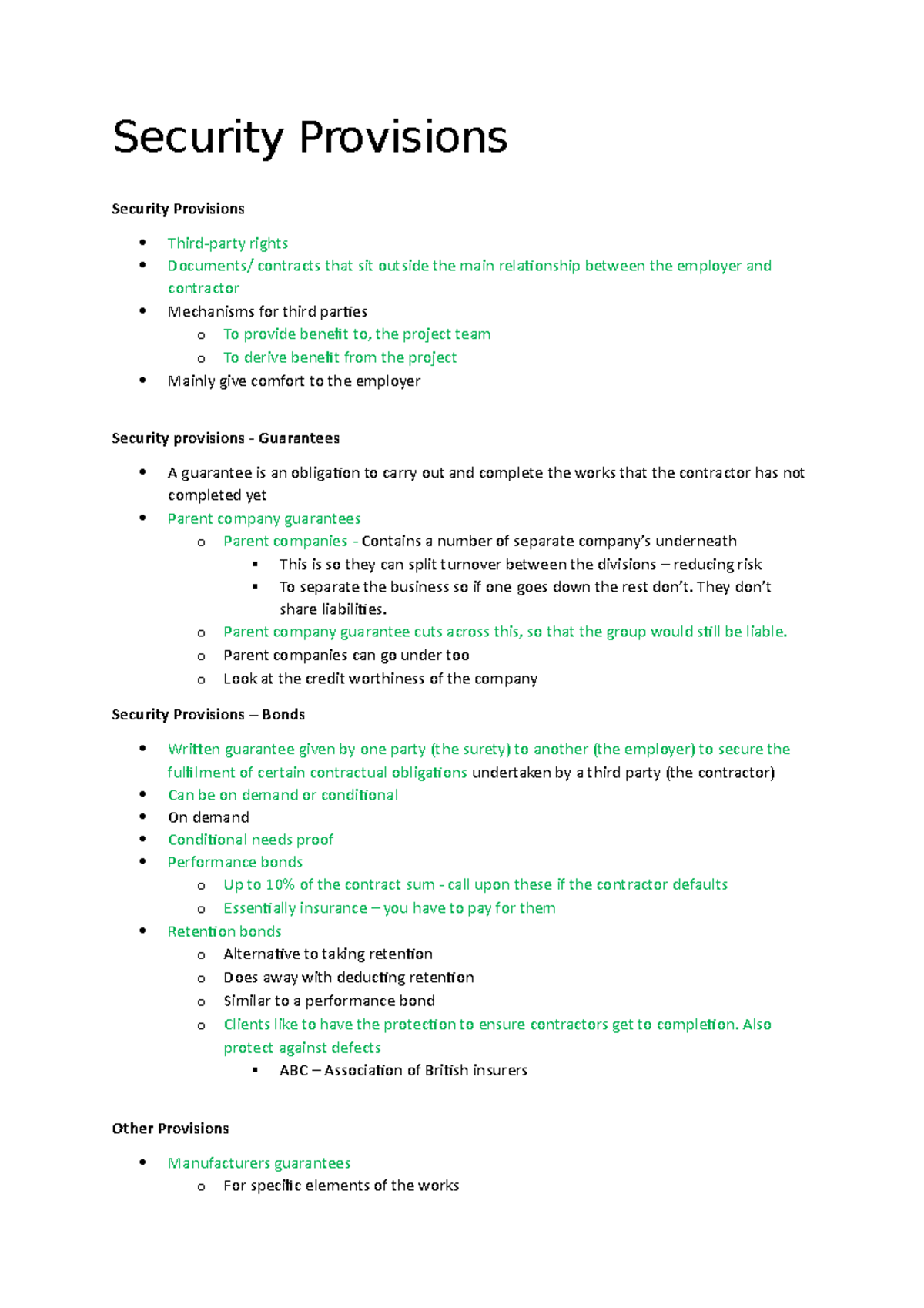 Lecture 7 - Security Provisions - Security Provisions Security ...