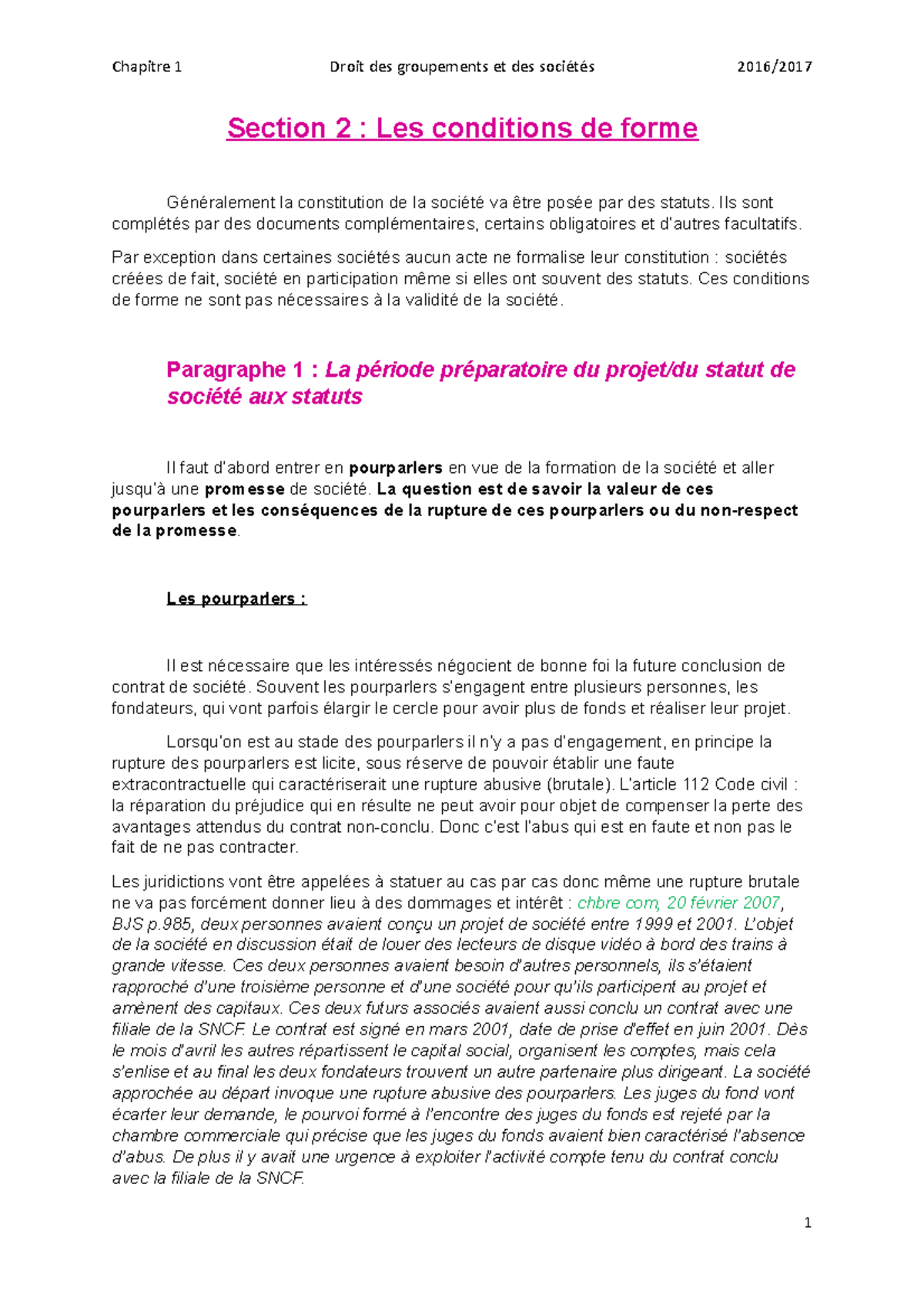 Chapitre 1 - Section 2 : Les conditions de forme - Chapitre 1 Droit des ...