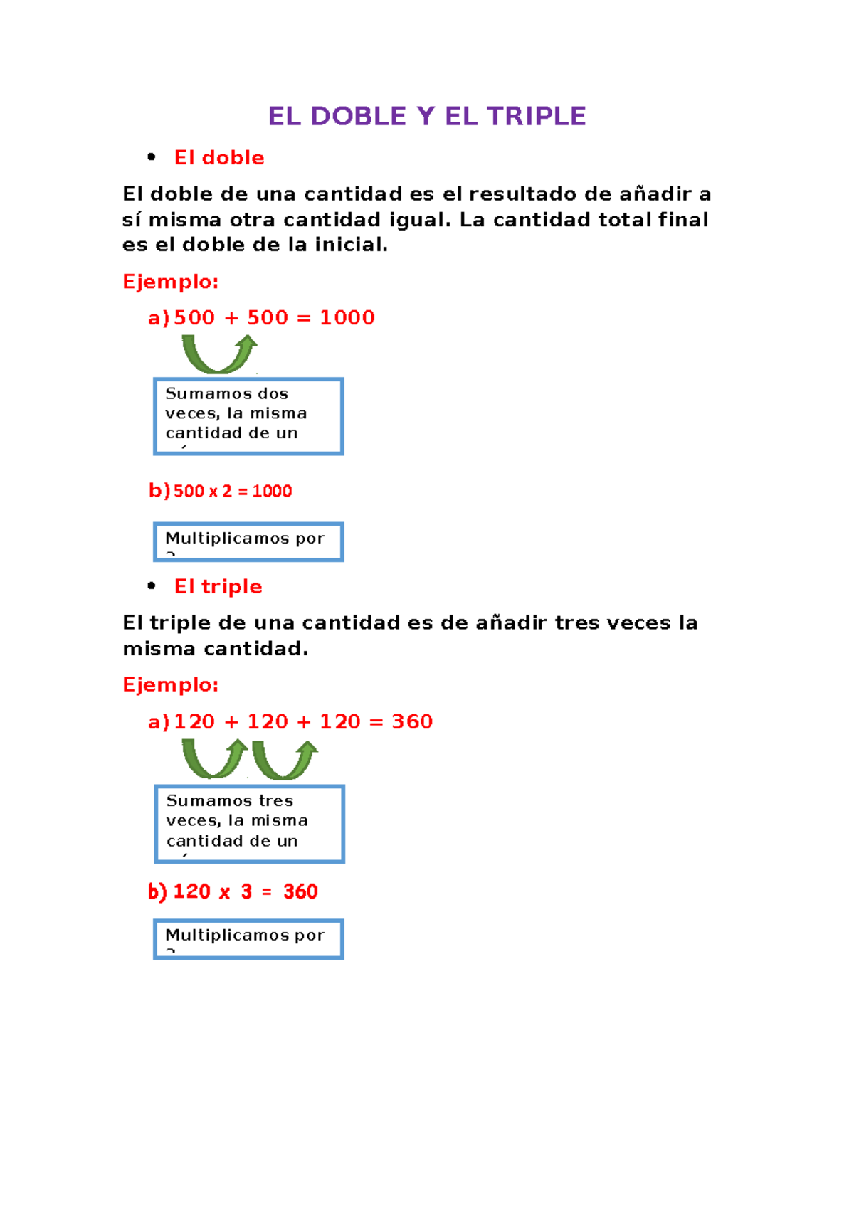 EL Doble Y EL Triple - EL DOBLE Y EL TRIPLE El doble El doble de una ...