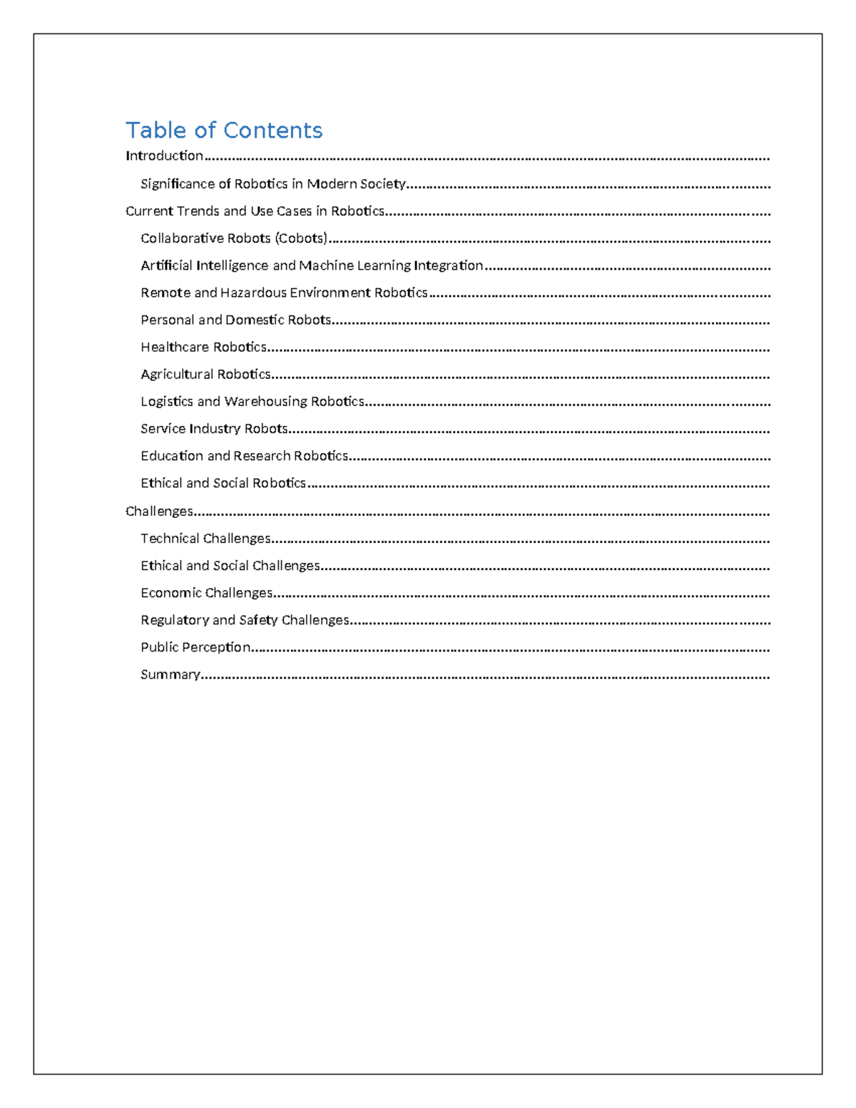Robotics - Summary Operating System - Table of Contents - Studocu
