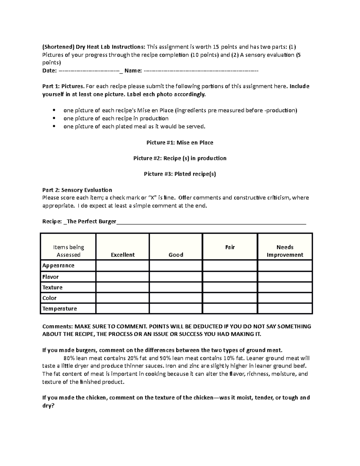 Shortened Dry Heat Lab Report - (Shortened) Dry Heat Lab Instructions ...