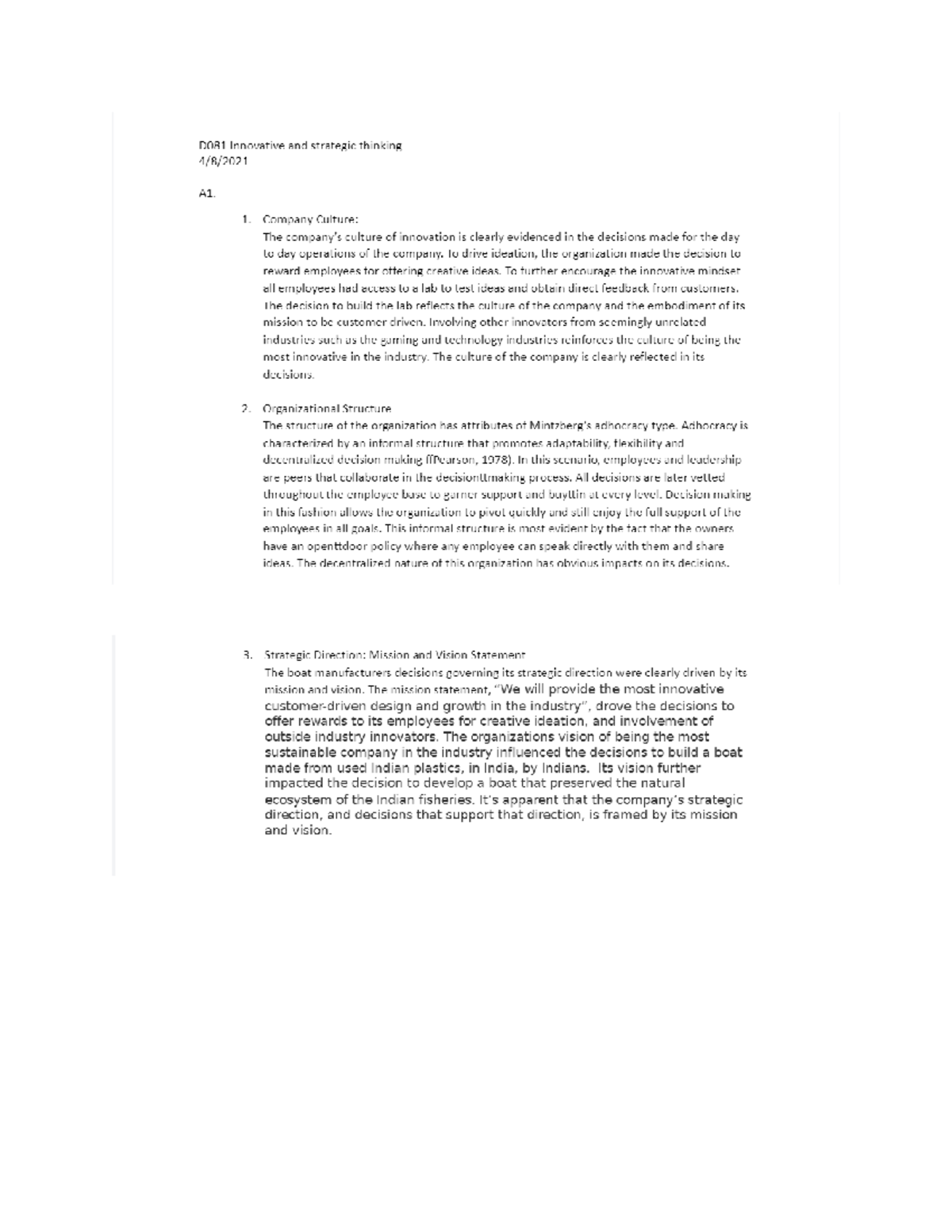 Innovative and critical thinking task 1 - D081 - Studocu