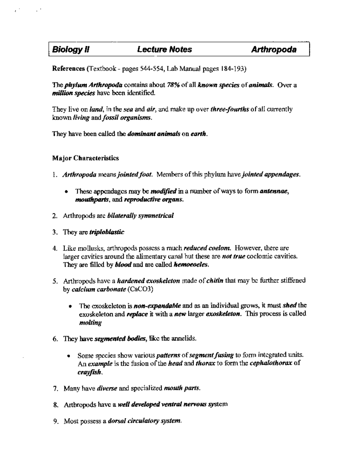 08 Arthropoda - Explanation of phylum of insects - Bsc zoology - Studocu