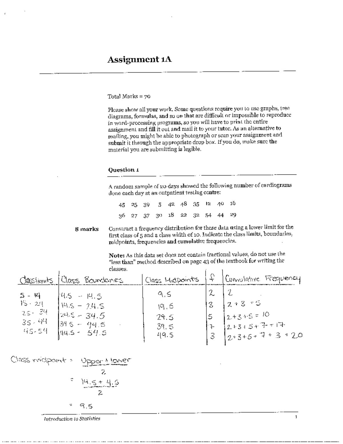 Assignment 1a math 215 - Assignment 1A 8 marks dwﬁﬁimliﬁ i @083 ...