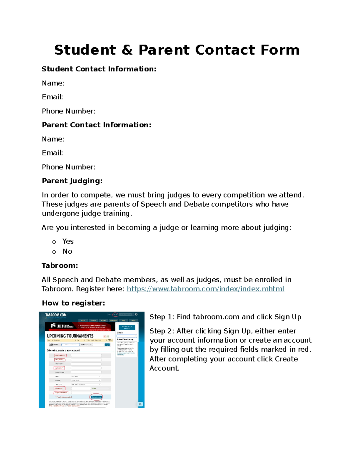 Parent student contact info - Student & Parent Contact Form Student ...