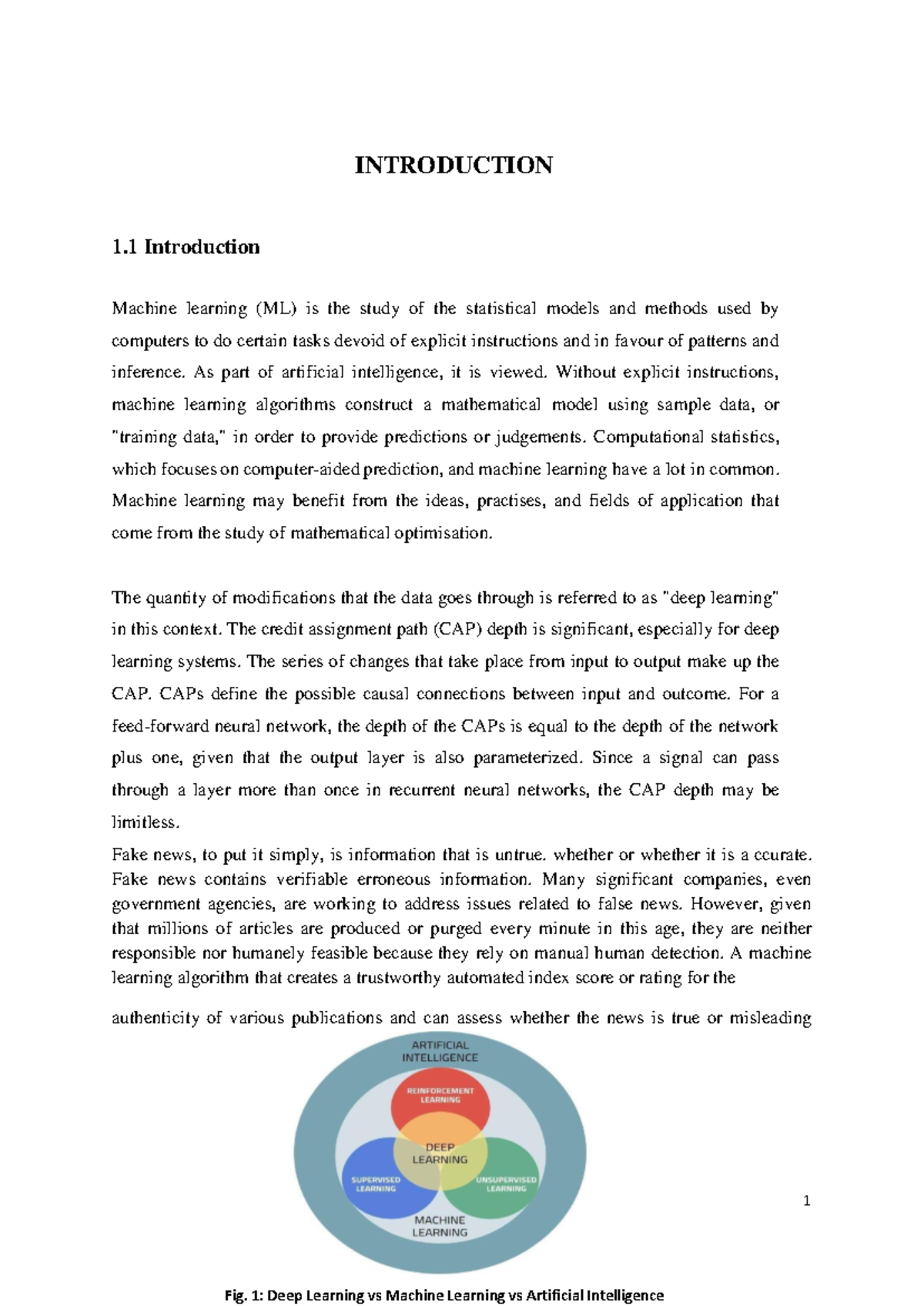 Report - nunumm - 1 INTRODUCTION 1 Introduction Machine learning (ML) is the study of the - Studocu