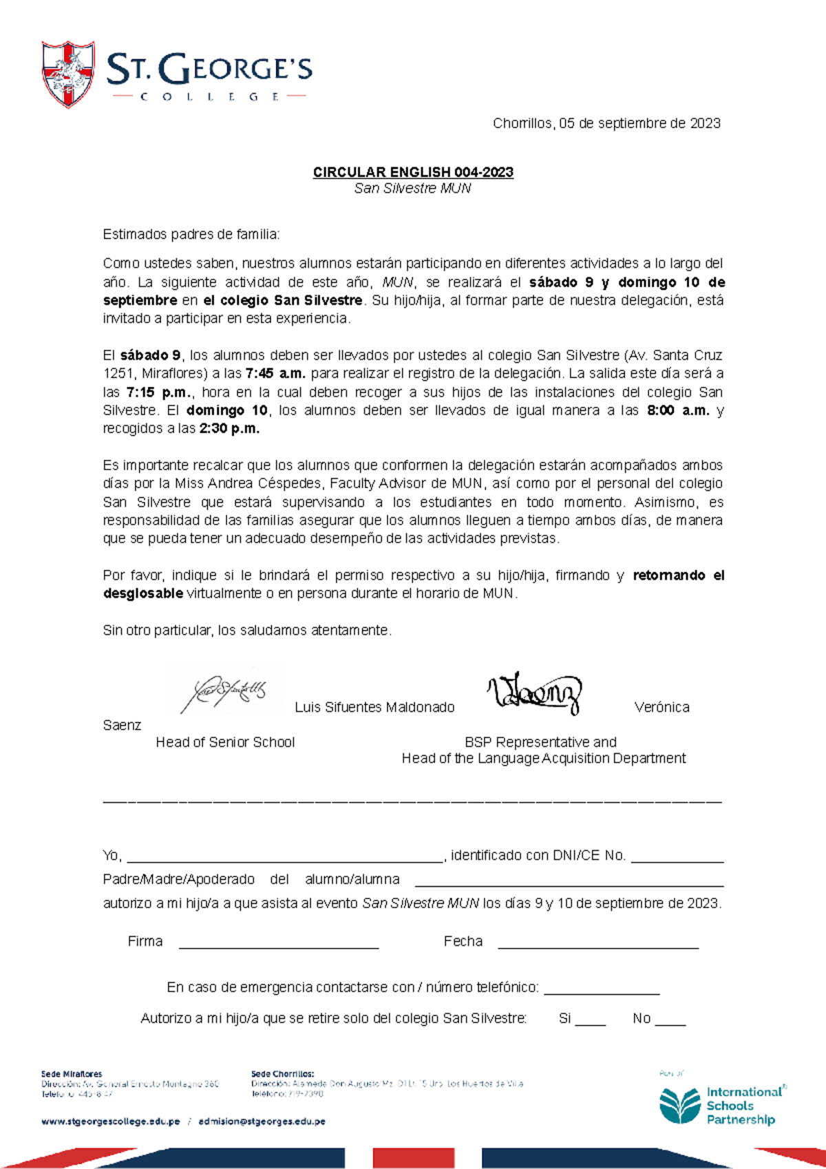 Circular San Silvestre MUN - Senior School - Chorrillos, 05 de ...