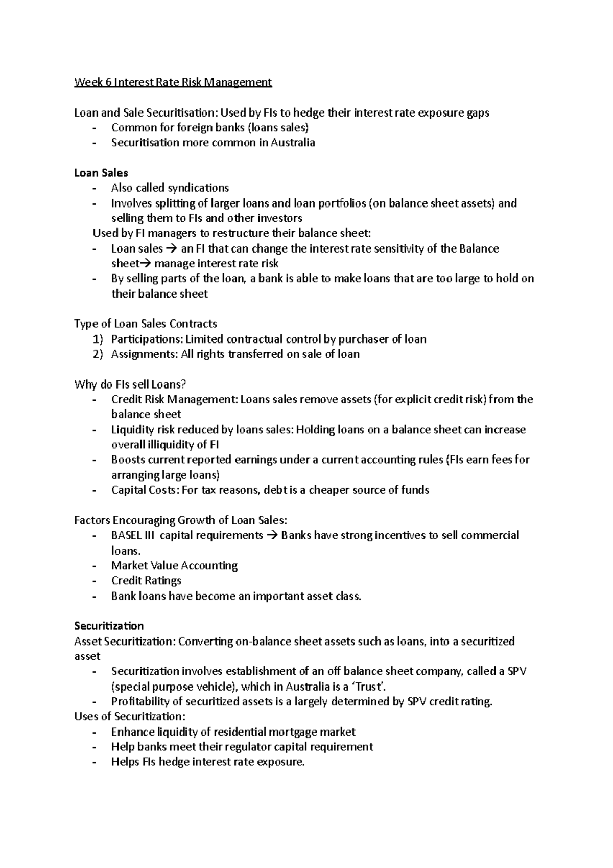FINA3304 Notes Week 6 Interest Rate Risk Management Loan And Sale fina3304-notes-week-6-interest-rate-risk-management-loan-and-sale