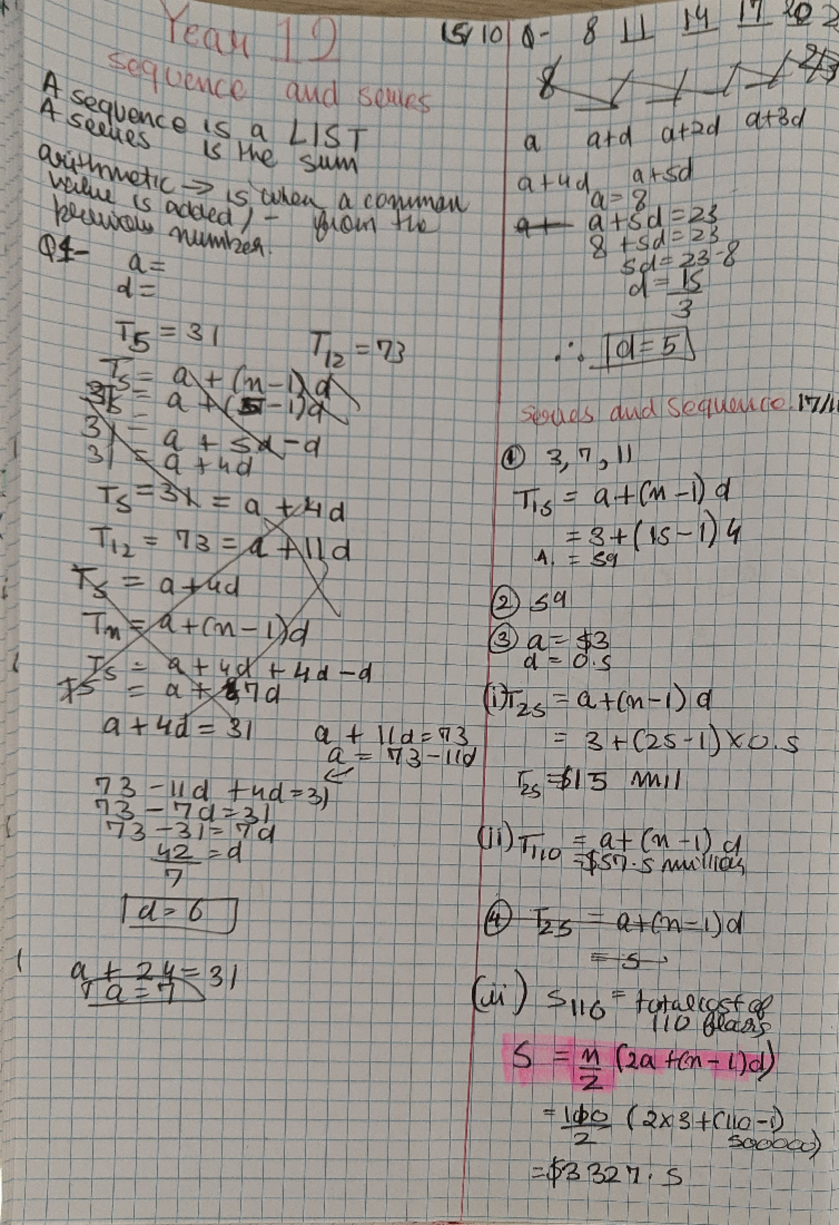Math yr 12 week 1 work - it has geometric and arithmetic sequences sums ...
