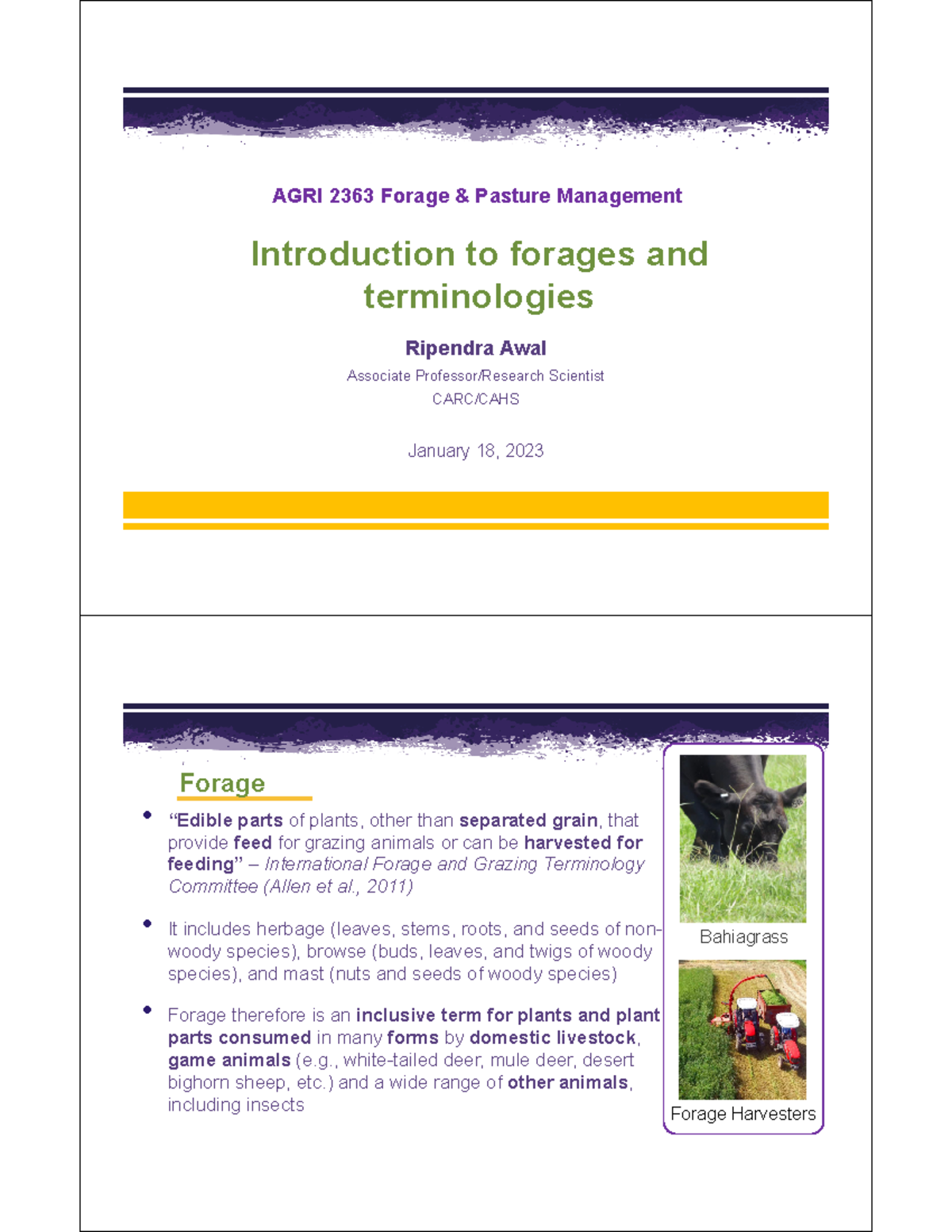 Week - 1.2 Introduction to forages and terminologies and Southern ...