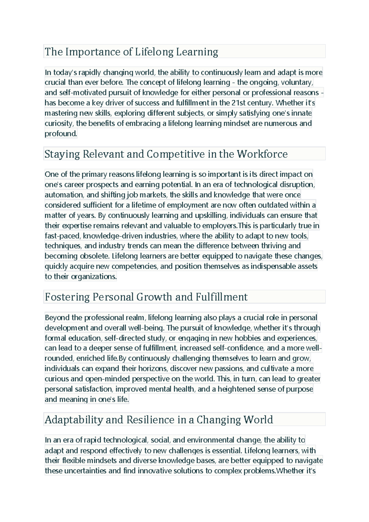 The Importance of Lifelong Learning - The concept of lifelong learning ...