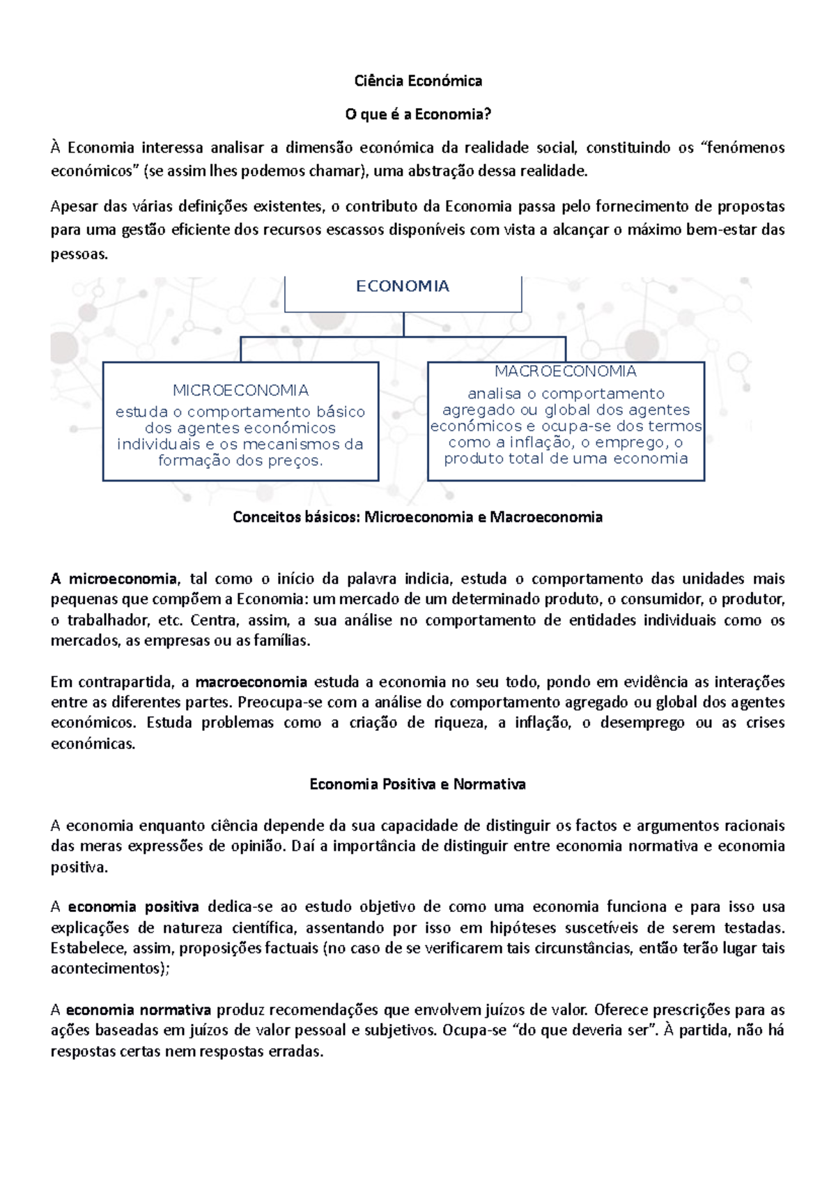 Ciencia Economica - Resumo Ciências Sociais - Ciência Económica O que é ...