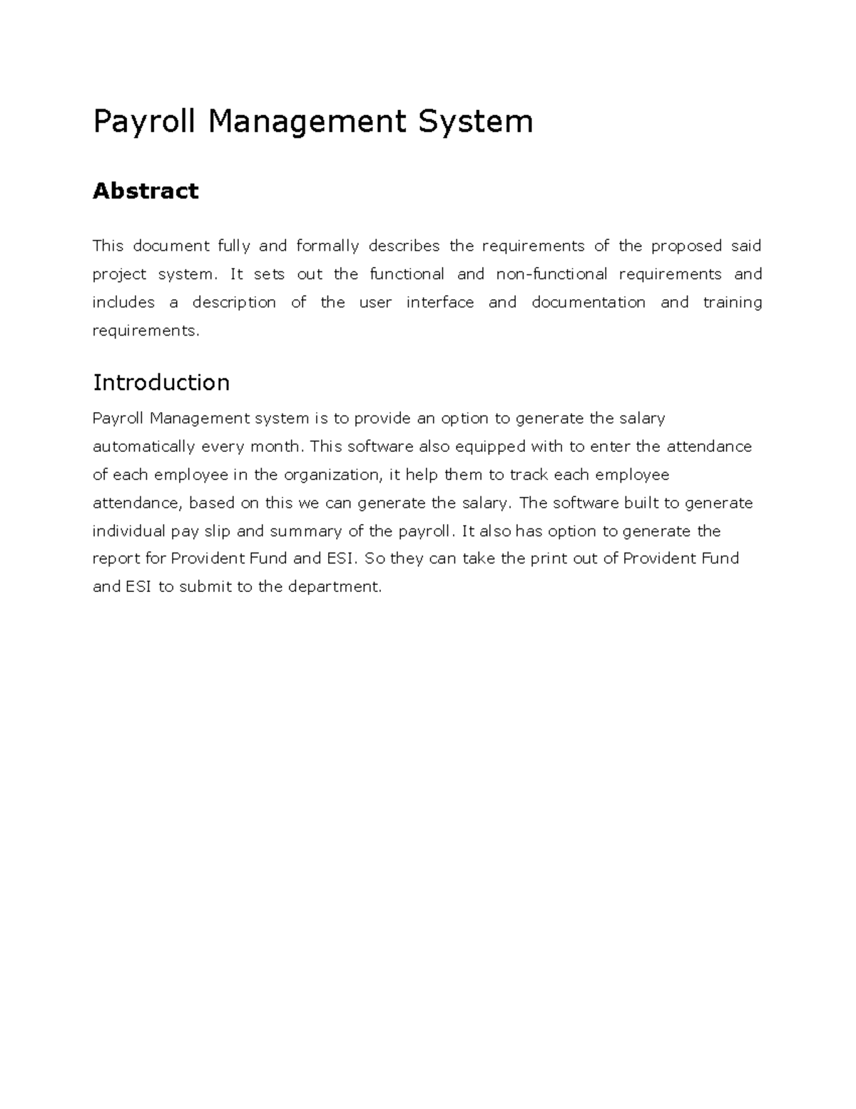 Payroll Management System Synopsis - Payroll Management System Abstract This document fully and ...