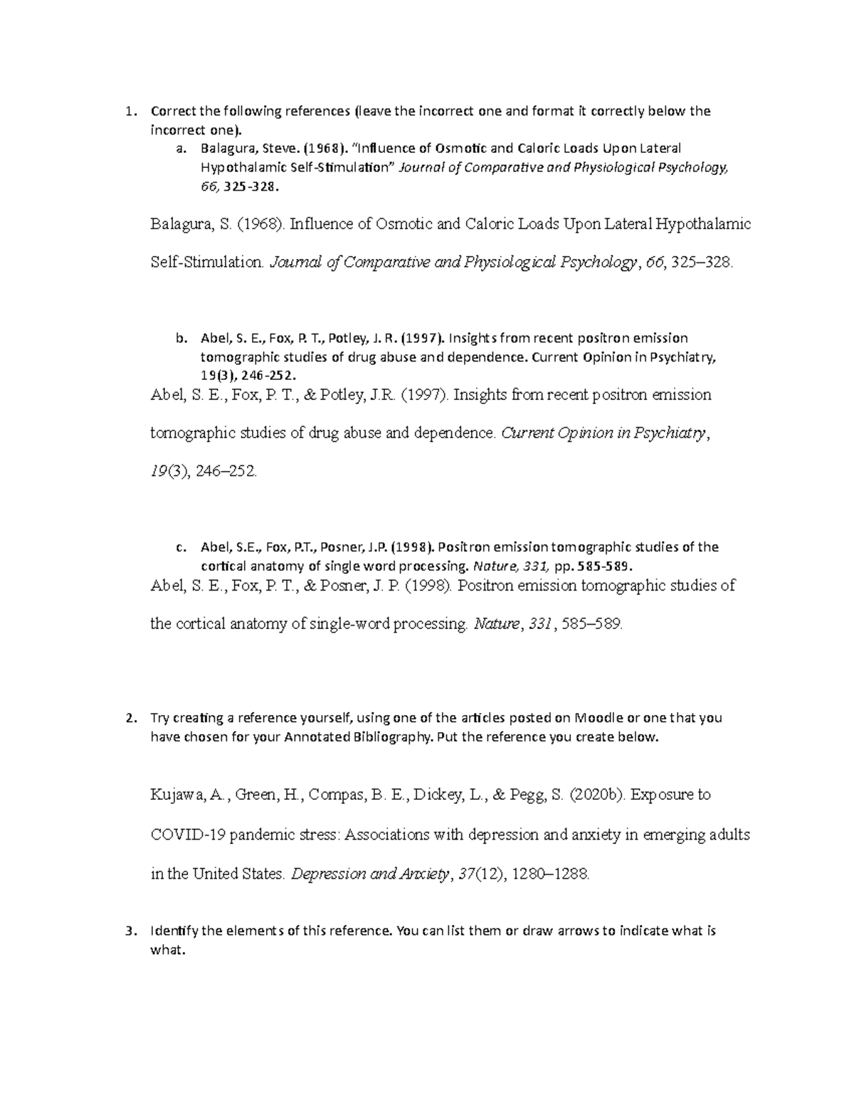References Activity complete - 1. Correct the following references ...