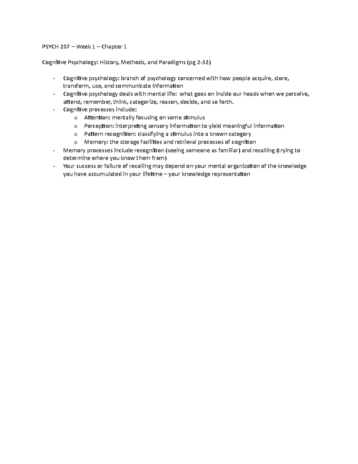 Psych 207 Chapter 1 - Lecture notes 1 - PSYCH 207 Week 1 Chapter 1 ...