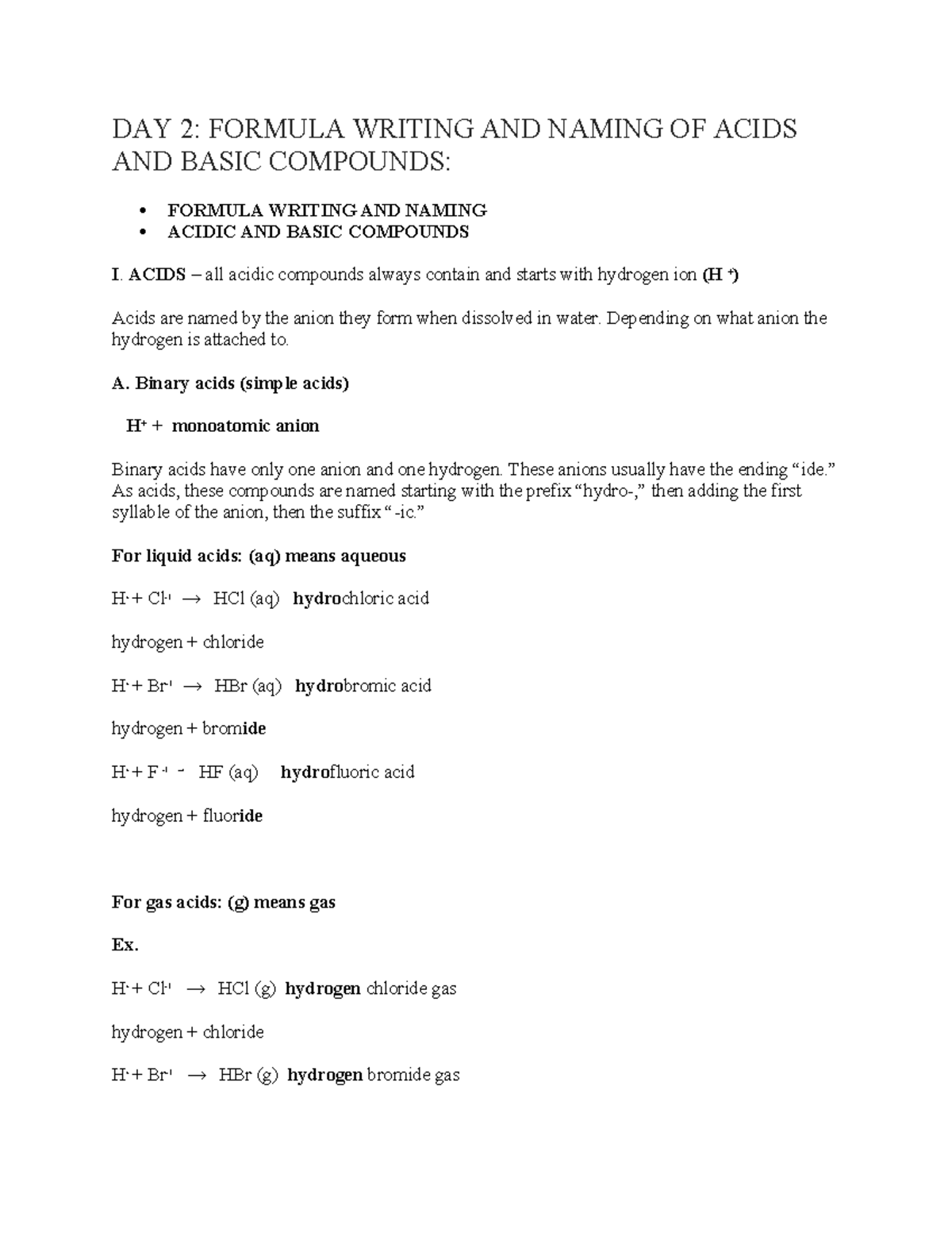 Notes FW and naming Acids and bases - DAY 2: FORMULA WRITING AND NAMING ...