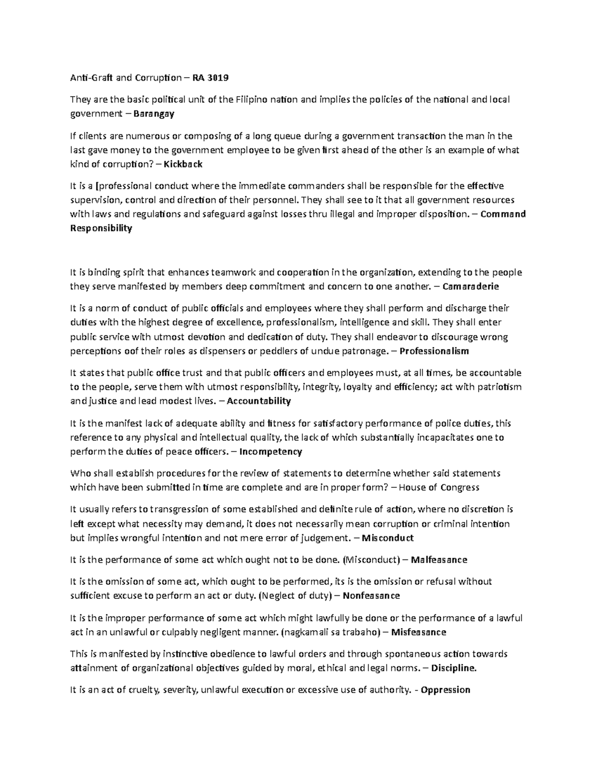 Ra6713 - ra 6713 - Anti-Graft and Corruption – RA 3019 They are the ...