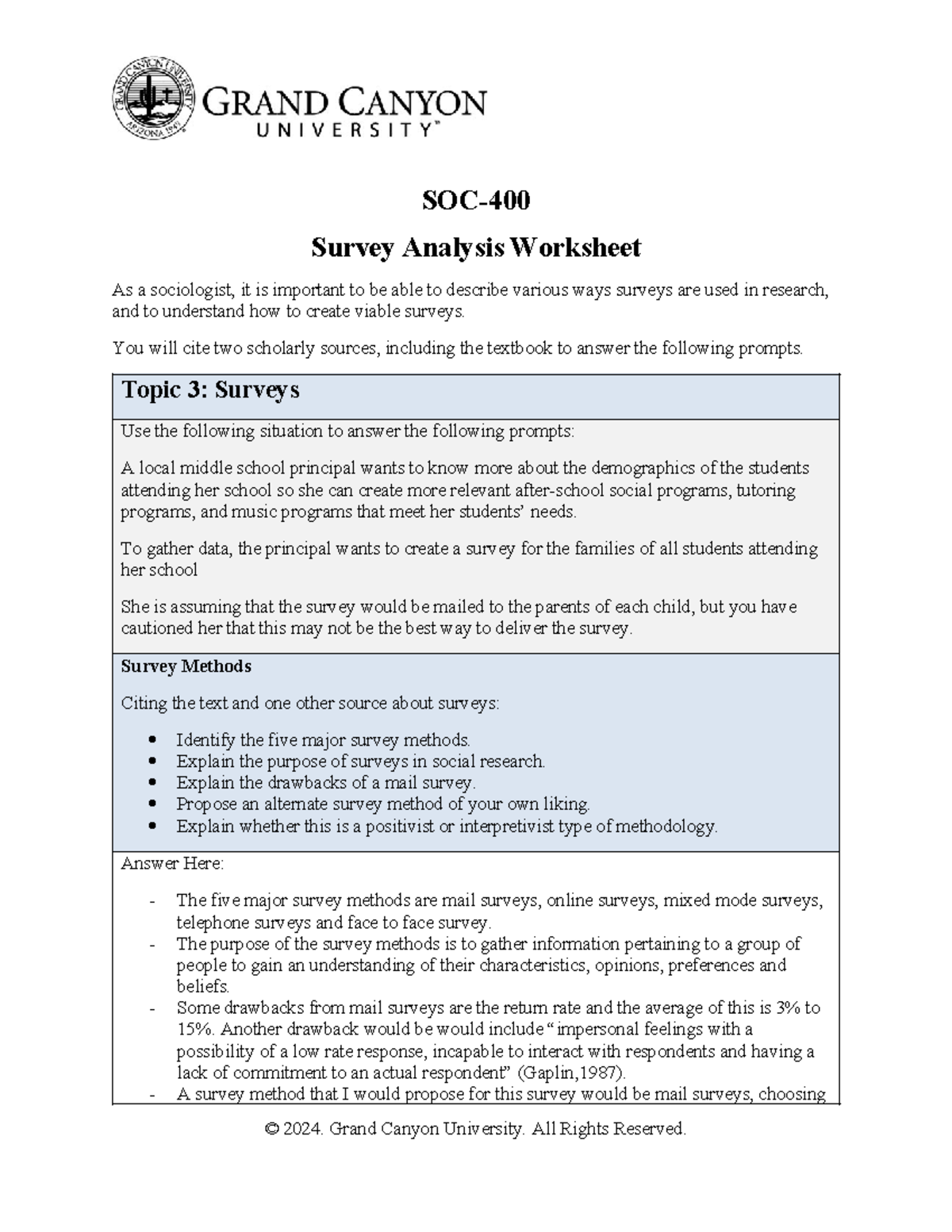 SOC 400 T3 Survey Analysis Worksheet - SOC- Survey Analysis Worksheet As a sociologist, it is ...