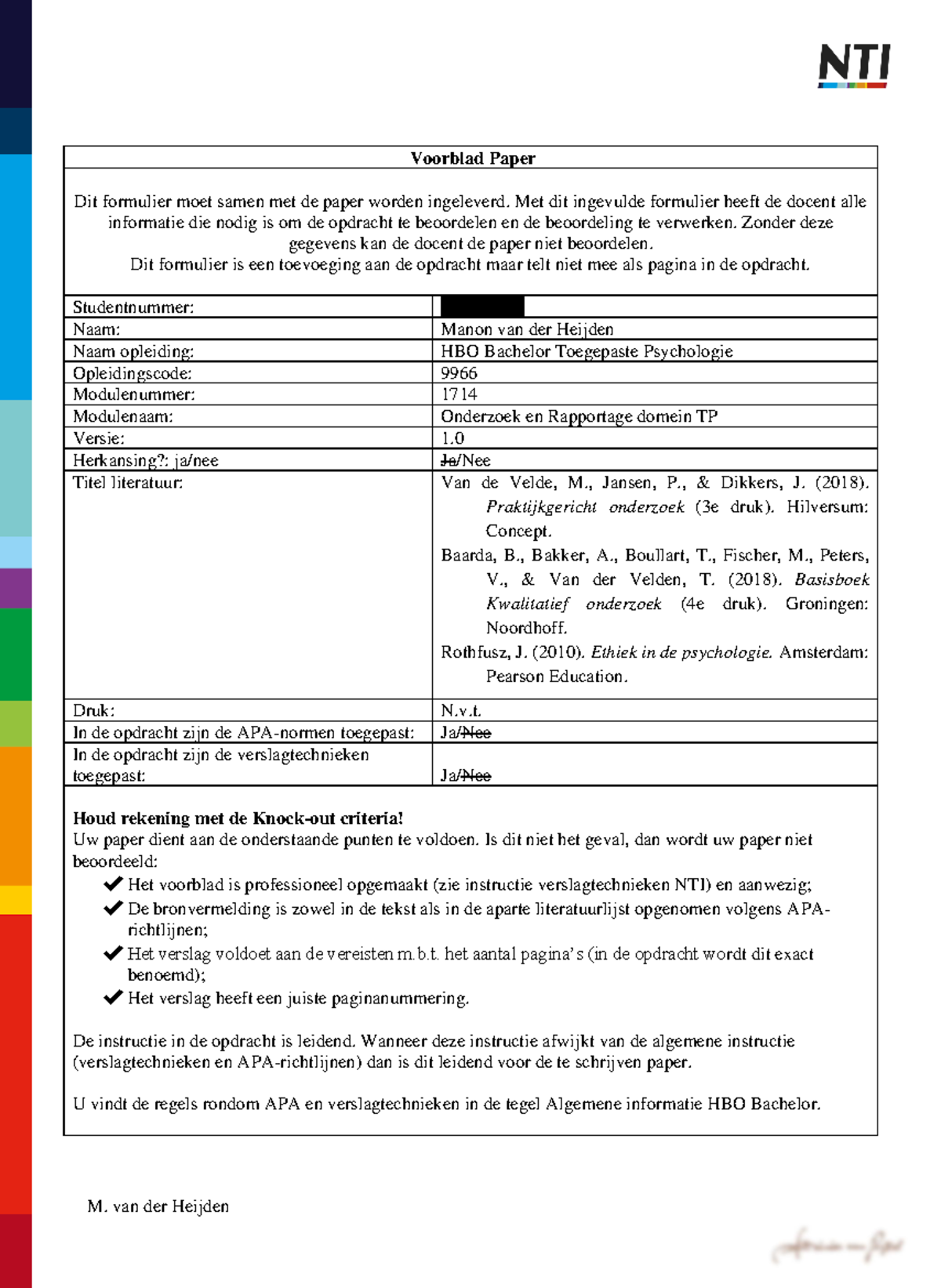 Paper Onderzoek en Rapportage domein - Voorblad Paper Dit formulier ...