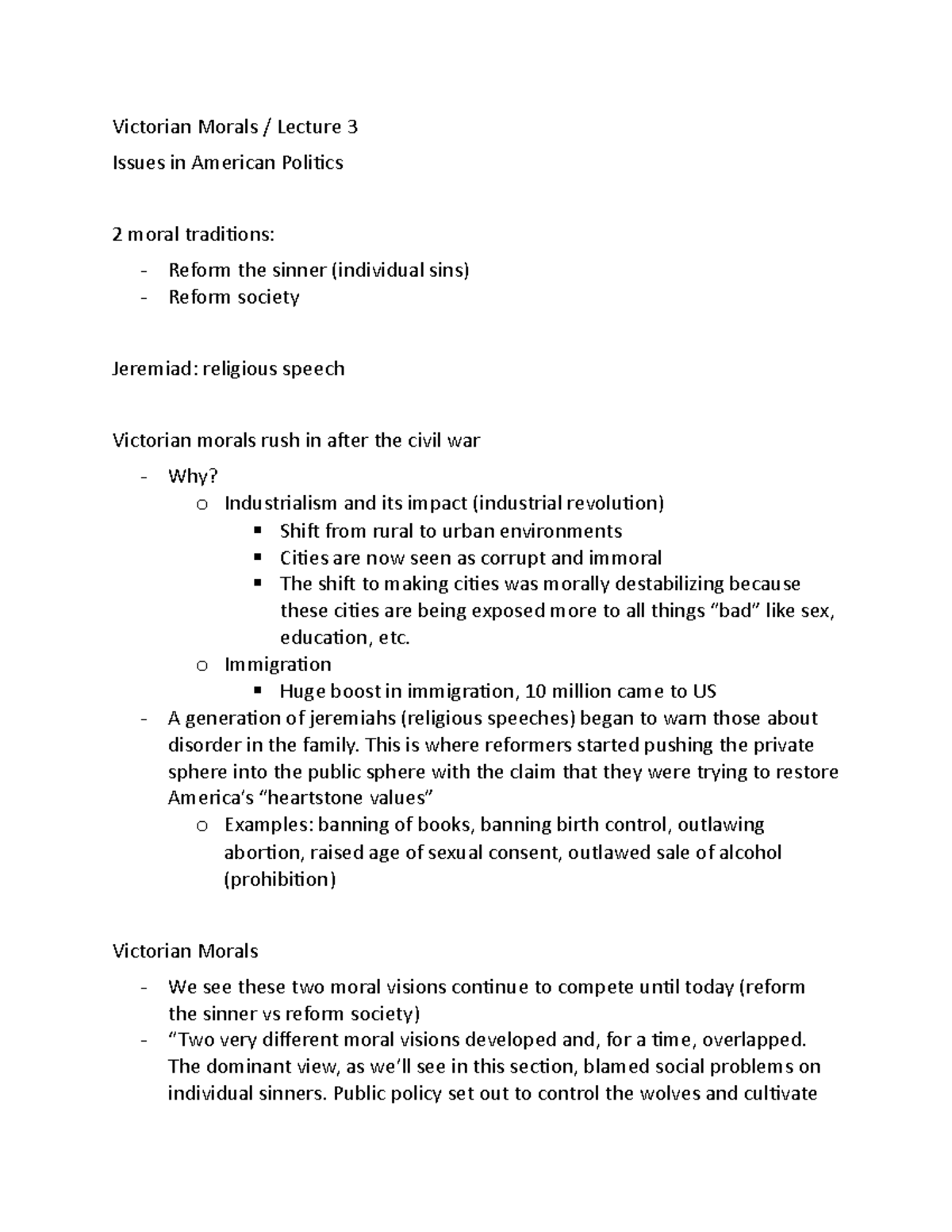 Victorian Morals lecture 3 - Victorian Morals / Lecture 3 Issues in ...