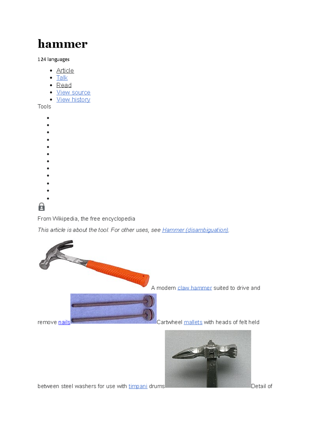 8 - one tutor work - hammer 124 languages Article Talk Read View source ...