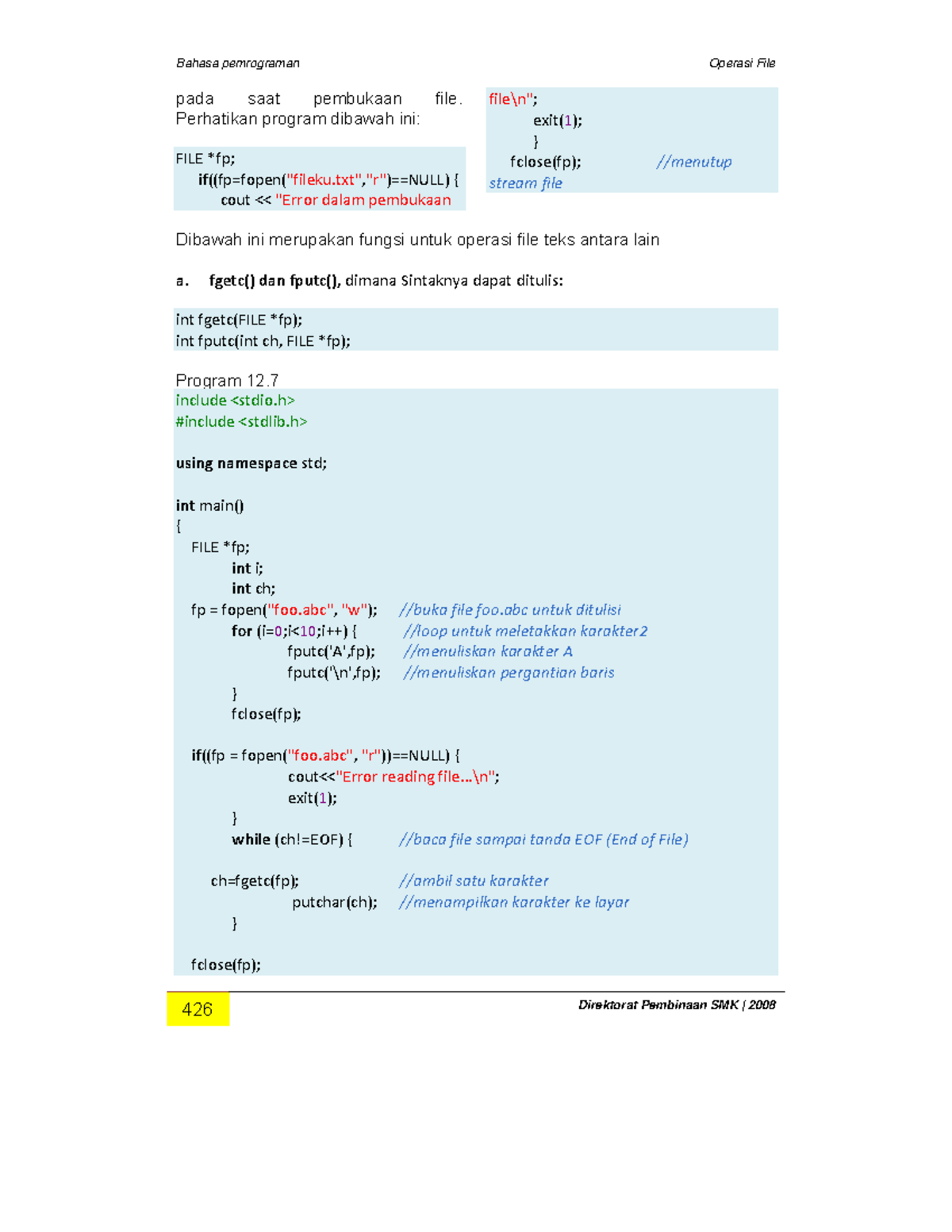 Dasar Bahasa Pemrograman-434-437 - Bahasa pemrograman Operasi File 426 ...