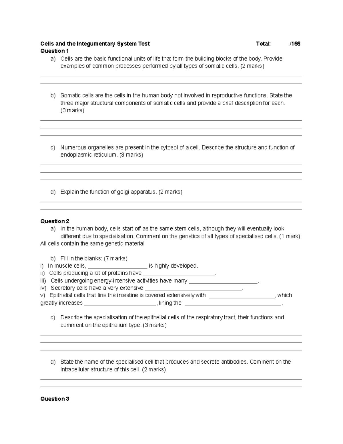 Integumentary System Test - Week 2 - Cells and the Integumentary System ...