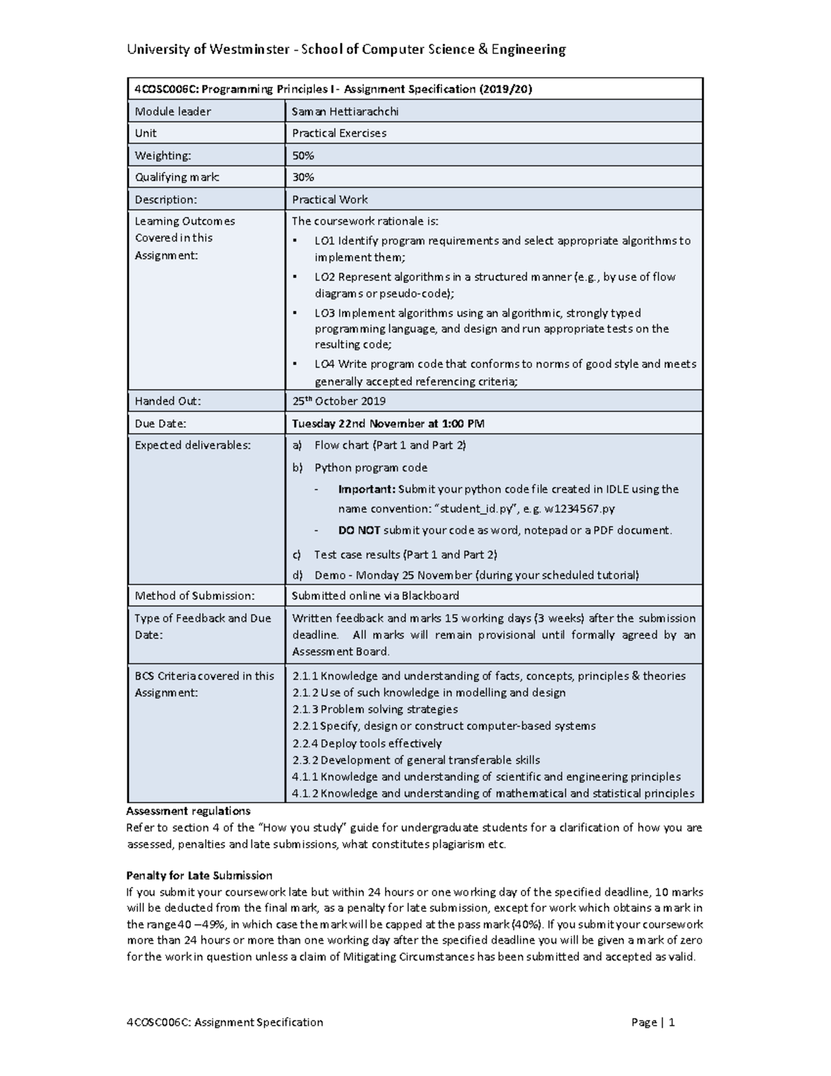Python corsework - Warning: TT: undefined function: 32 Principles I University of Westminster ...