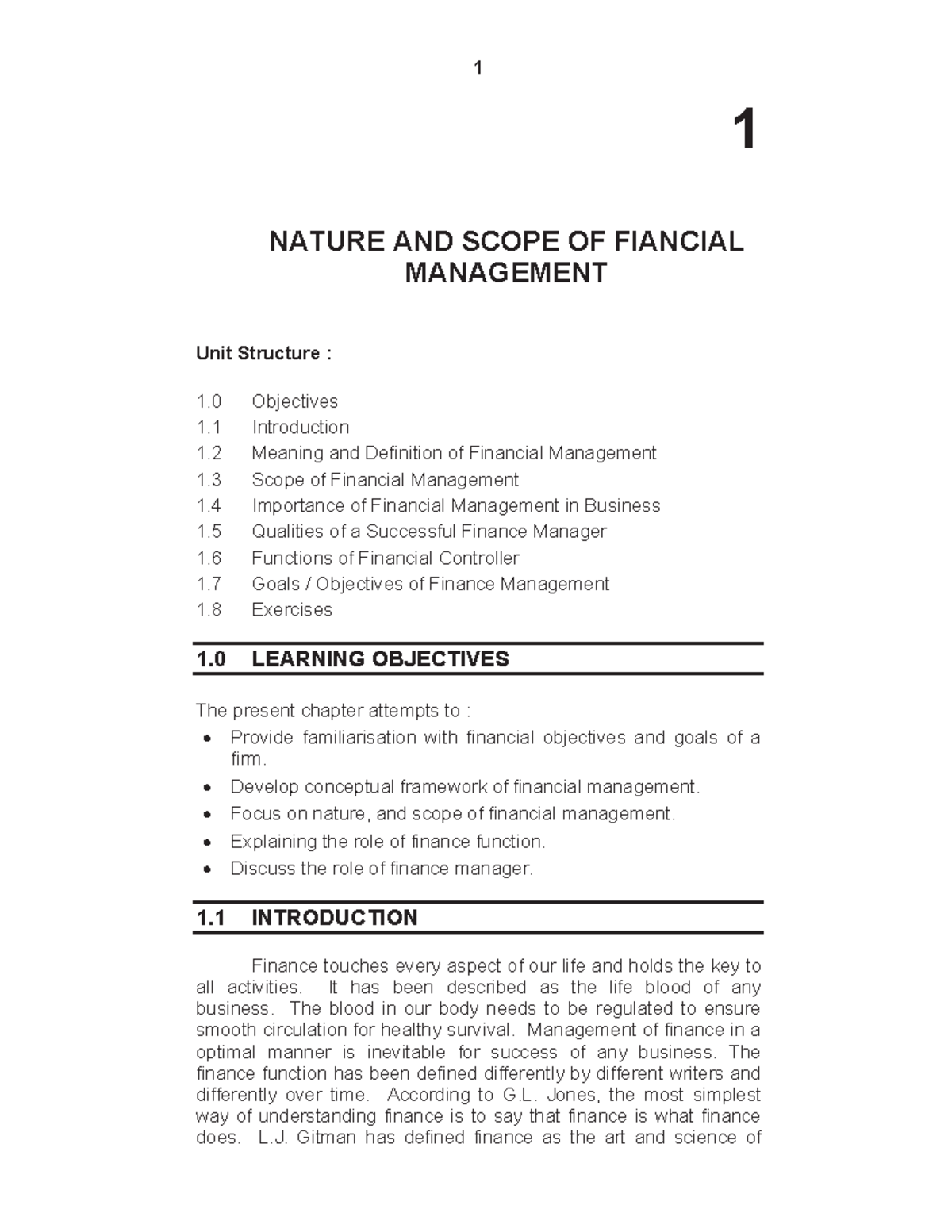 Advance-Financial-Management chapter 1 - 1 NATURE AND SCOPE OF FIANCIAL MANAGEMENT Unit ...