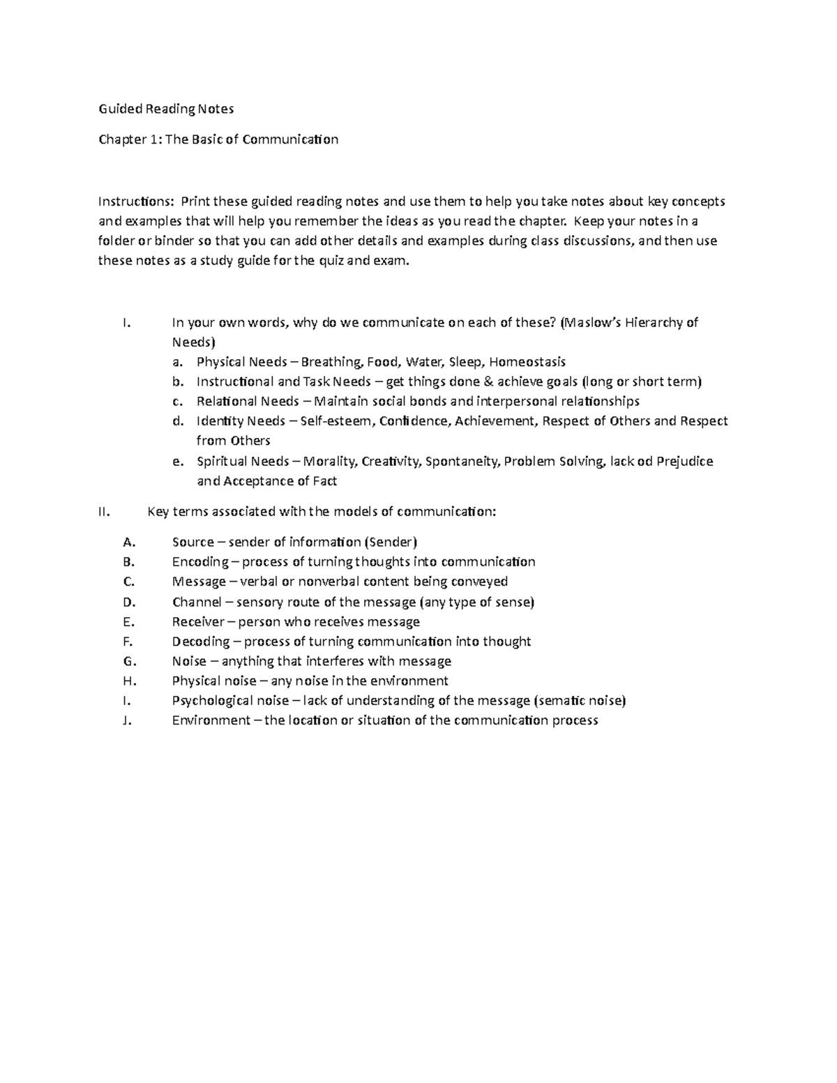 Ch 1 COMM - Wan-Lin Chang Notes submitted for a grade (out of class ...