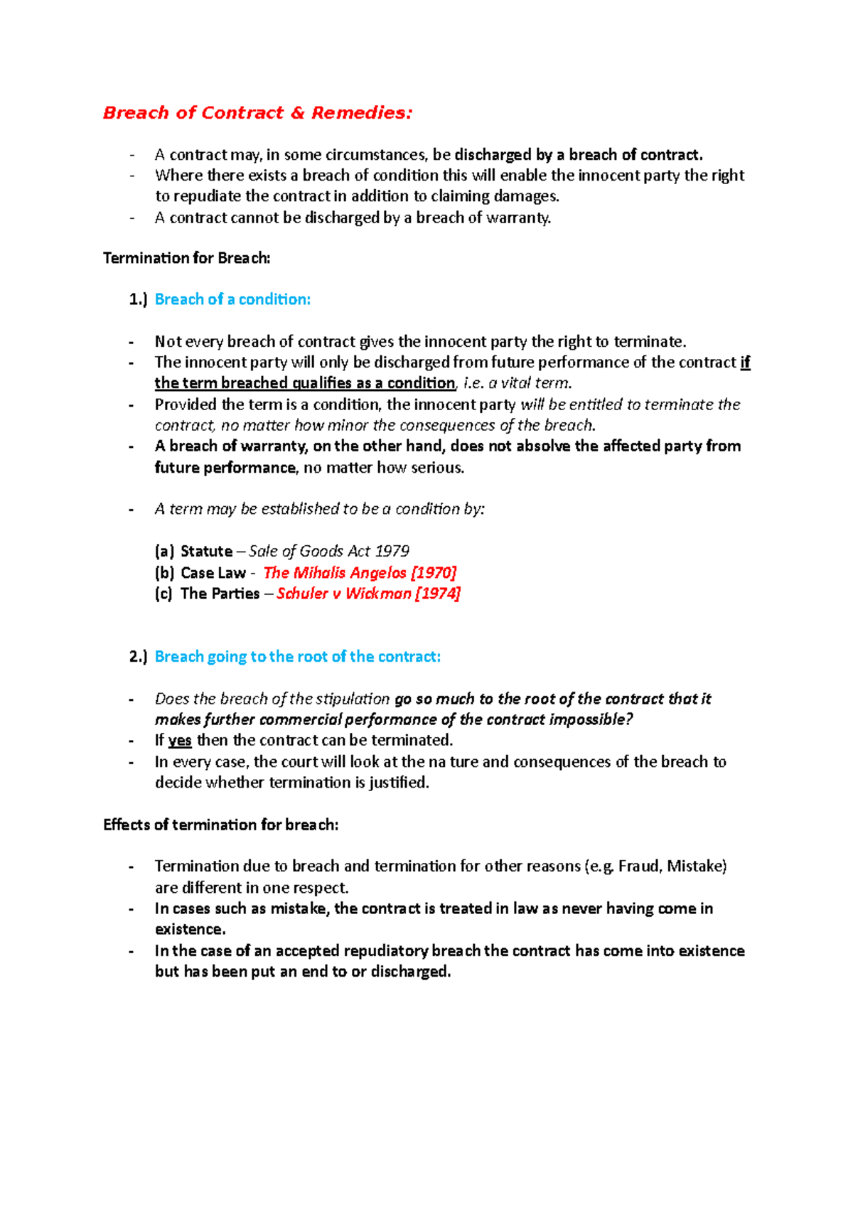 11.) Breach of Contract Remedies - Breach of Contract & Remedies: A ...