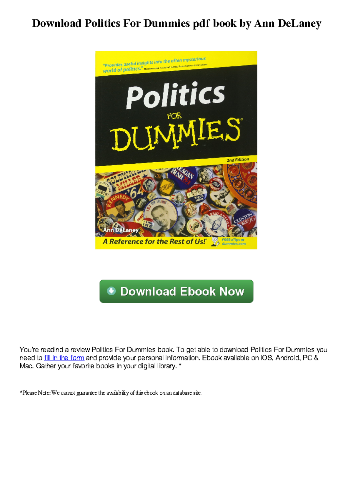 Politics-for-dummies 101 2020 - Download Politics For Dummies pdf book ...