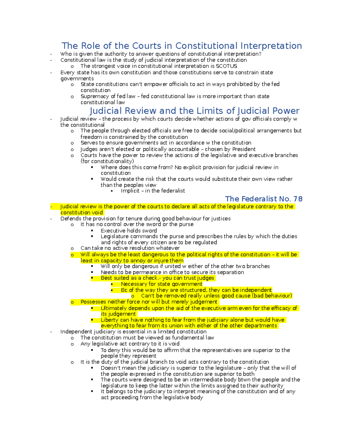 The Role of the Courts in Constitutional Interpretation - 78 Judicial ...