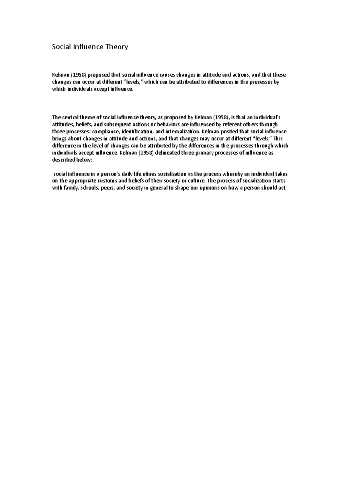 Social Influence Theory - Social Influence Theory Kelman (1958 ...