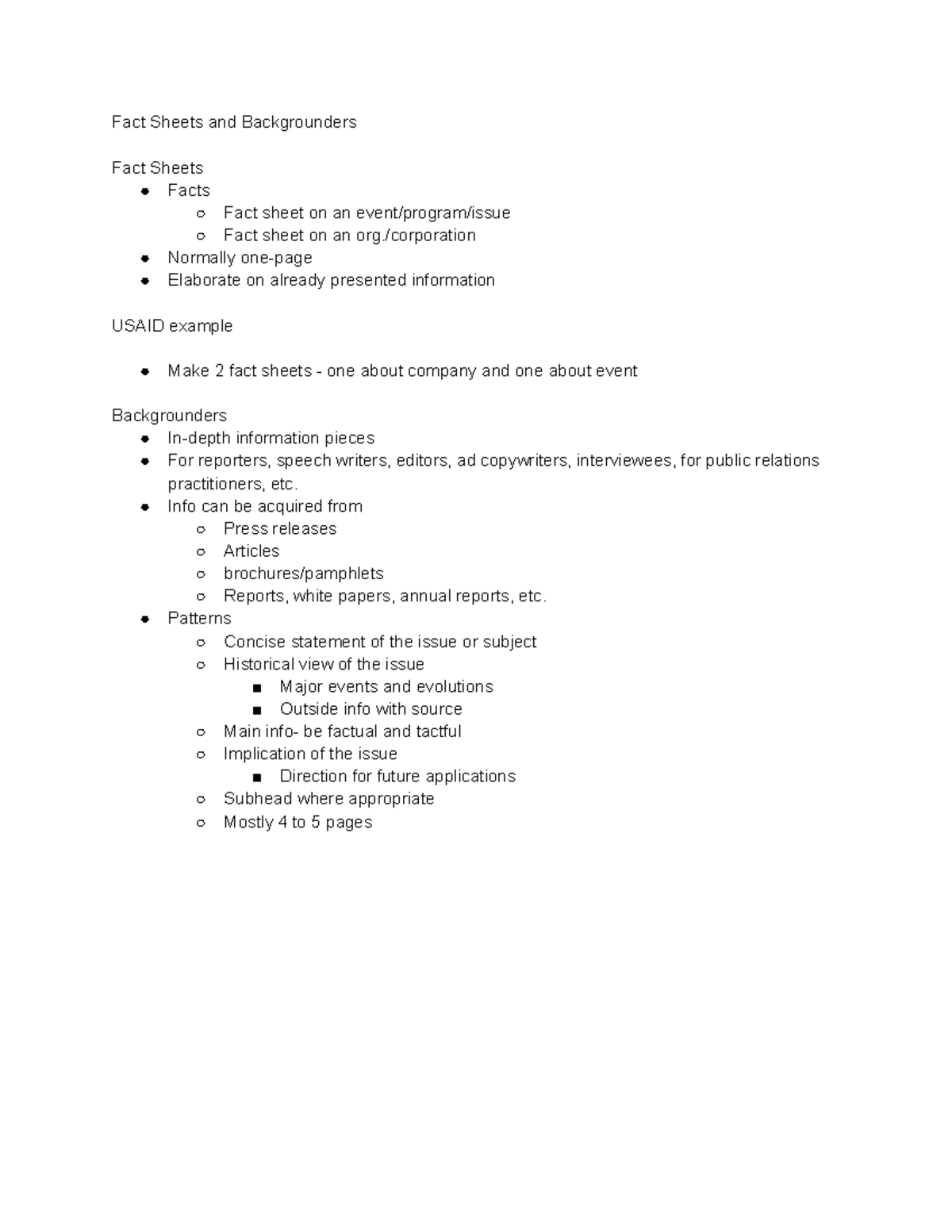 Fact Sheets And Backgrounders corporation Normally One page fact-sheets-and-backgrounders-corporation-normally-one-page