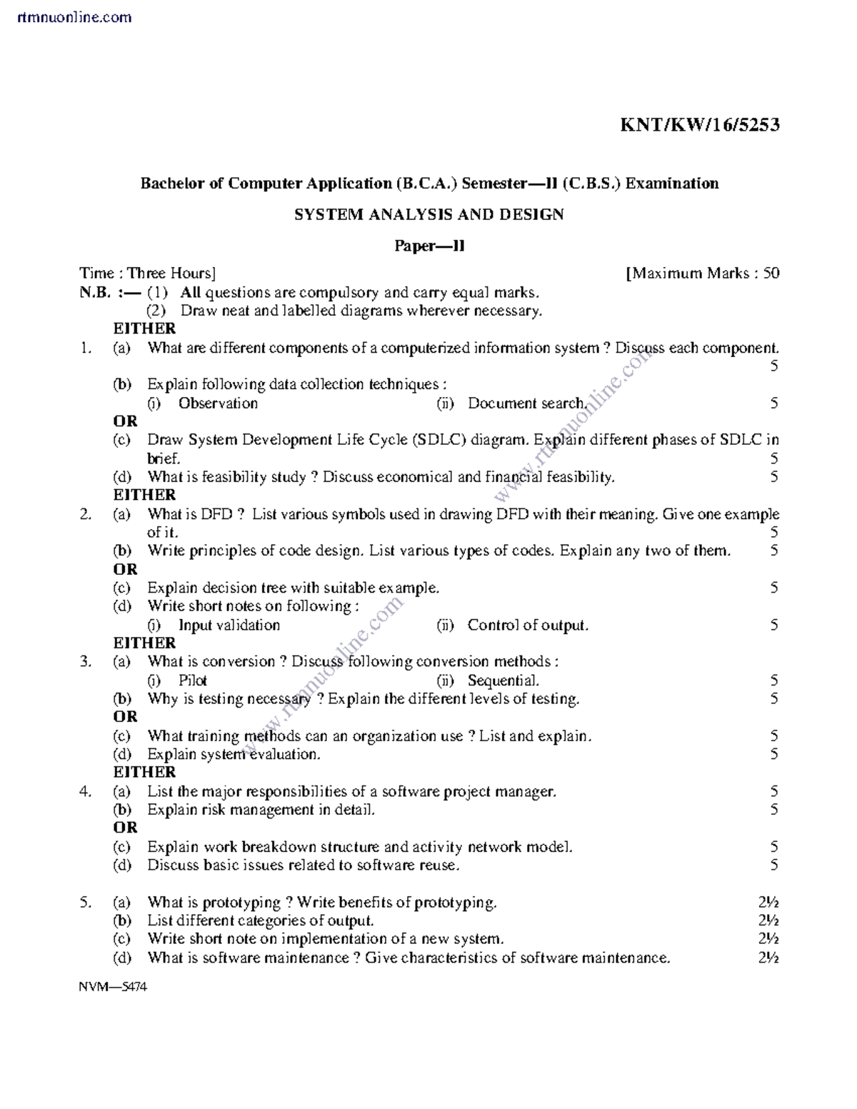 Bca 2 sem system analysis and design winter 2016 - rtmnuonline ...