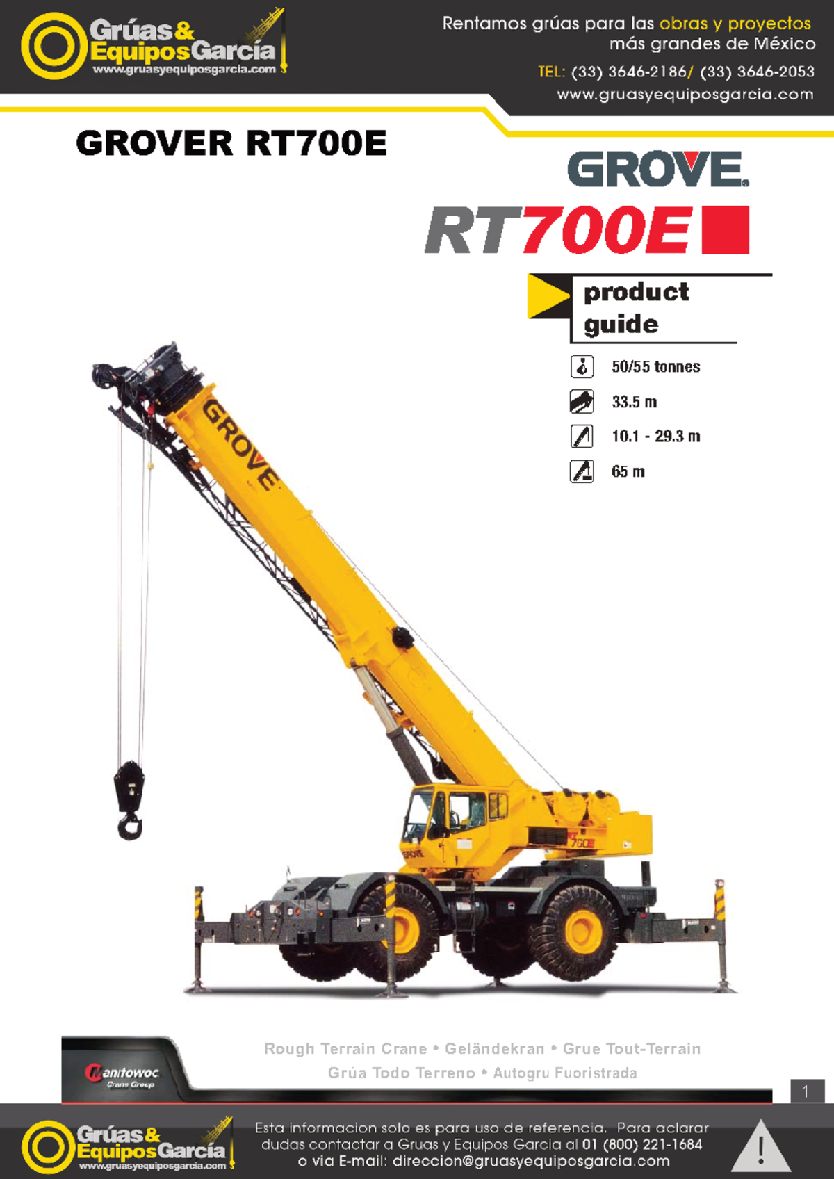Grove-RT-0700E - Info practica - Rough Terrain Crane • Geländekran ...