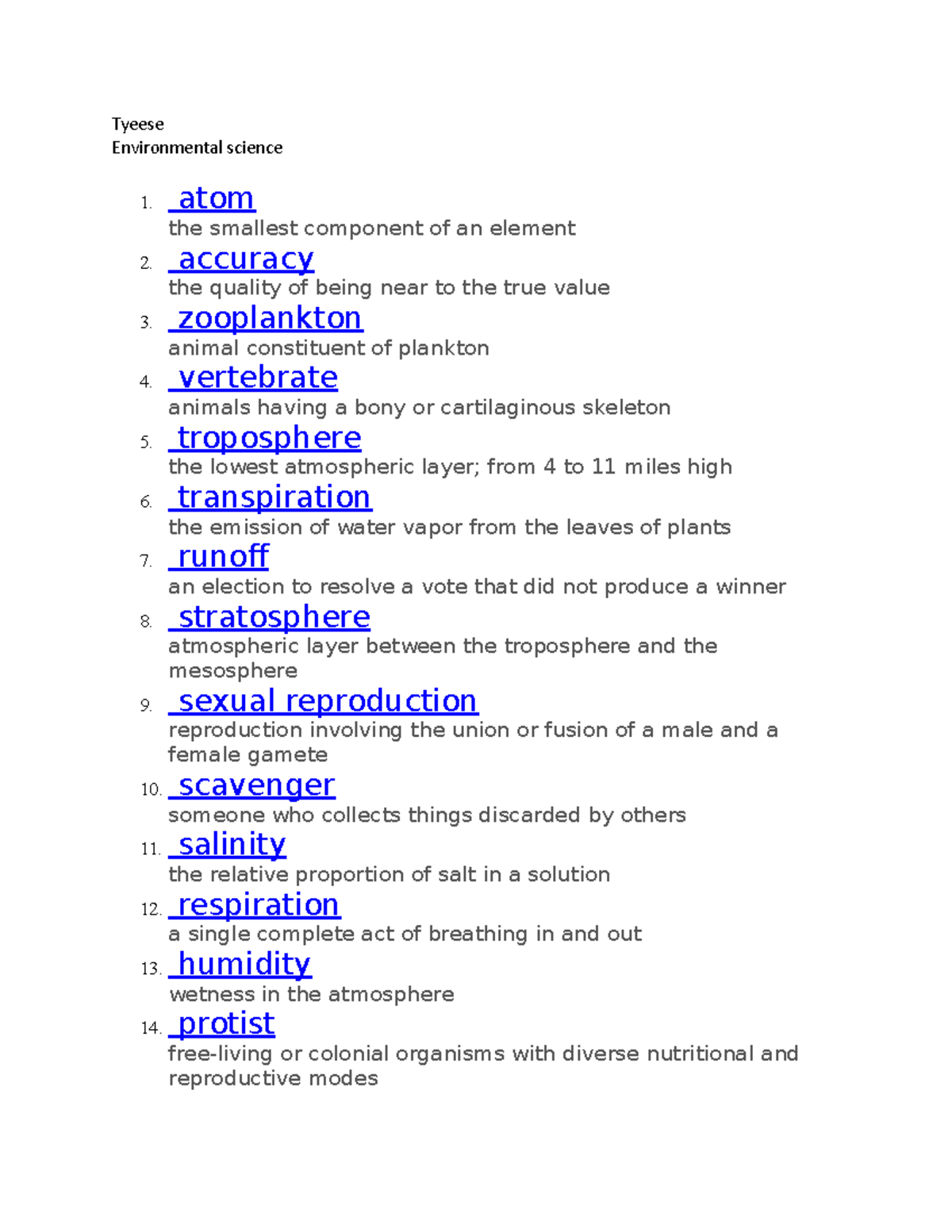 Science 3 - class notes used for quizzes and test - Tyeese ...
