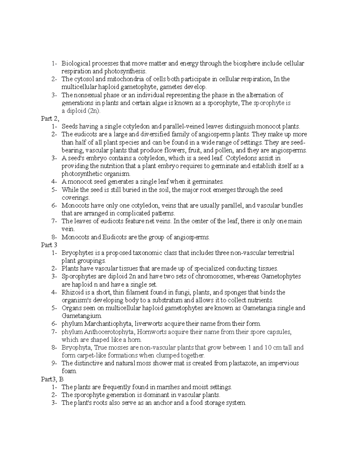 Bio Lab 6 plants - Bio assignments - 1- Biological processes that move ...