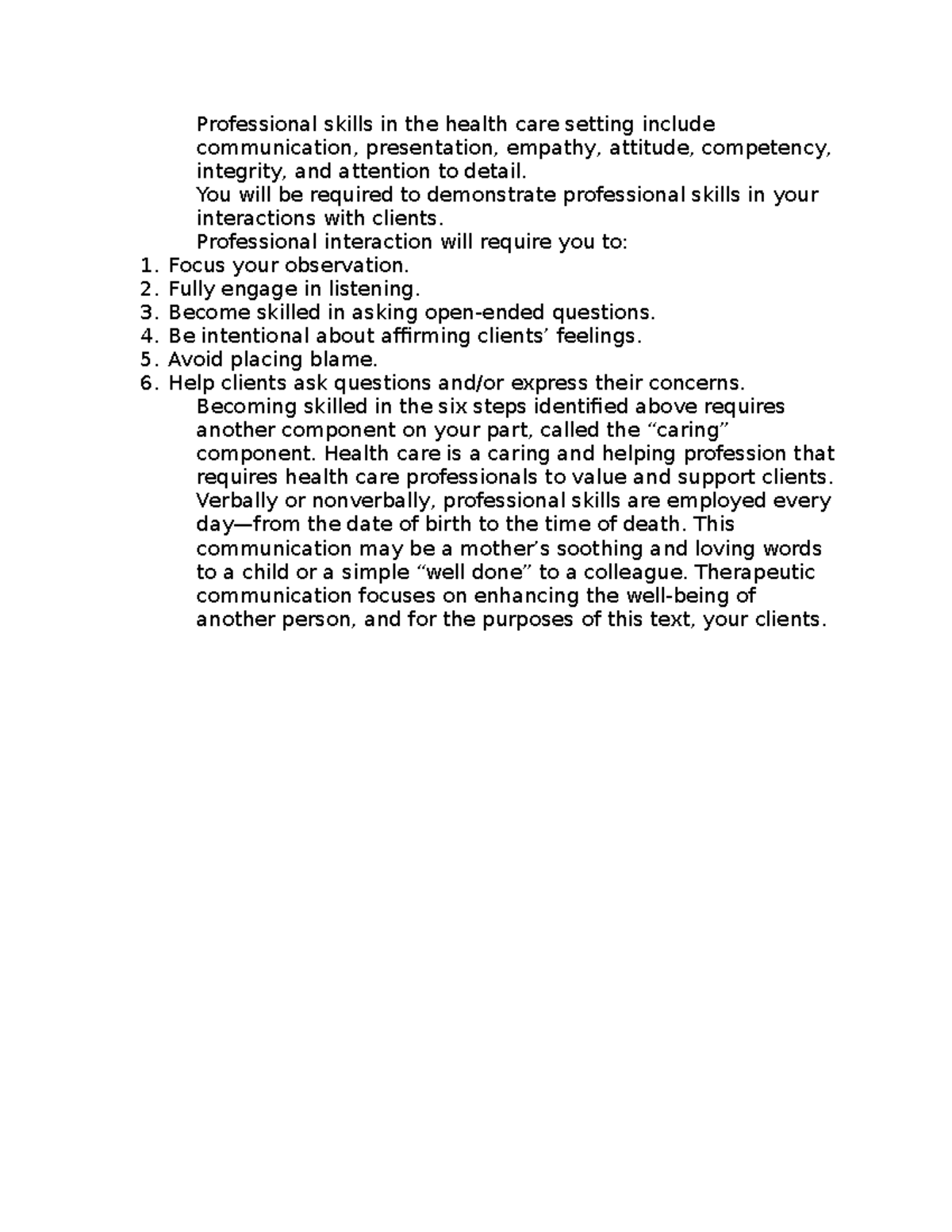 Professional Skills in the Healthcare Feild - Professional skills in ...