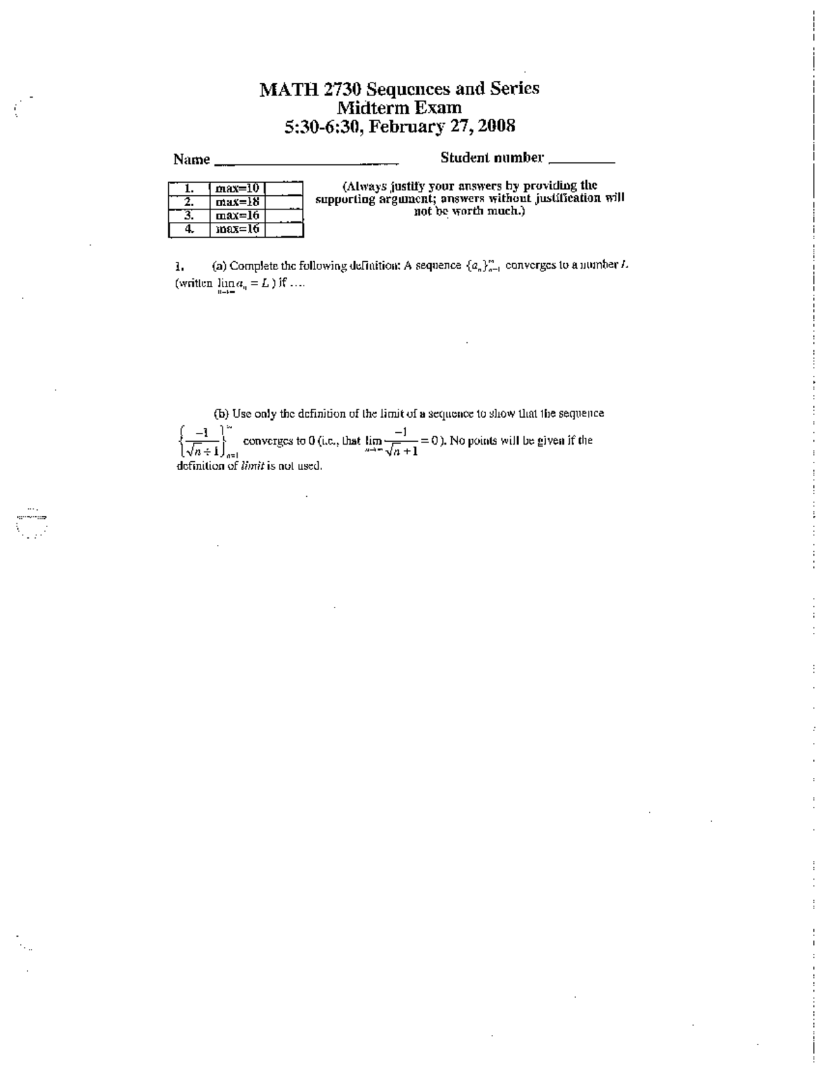 Exam 27 February 2008, questions - MATH 2730 - Studocu